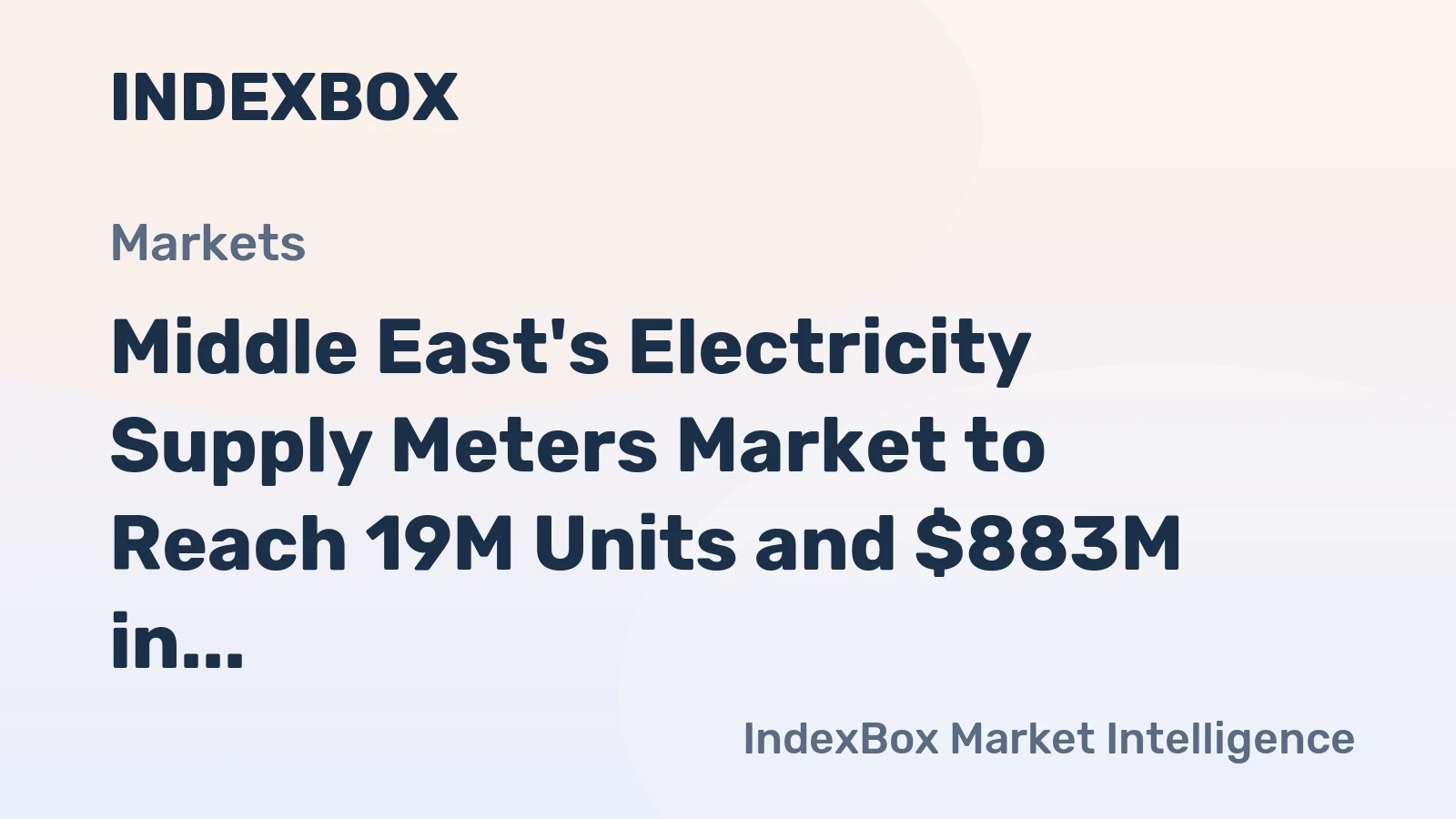Middle East's Electricity Supply Meters Market to Reach 19M Units and $883M in Value by 2035
