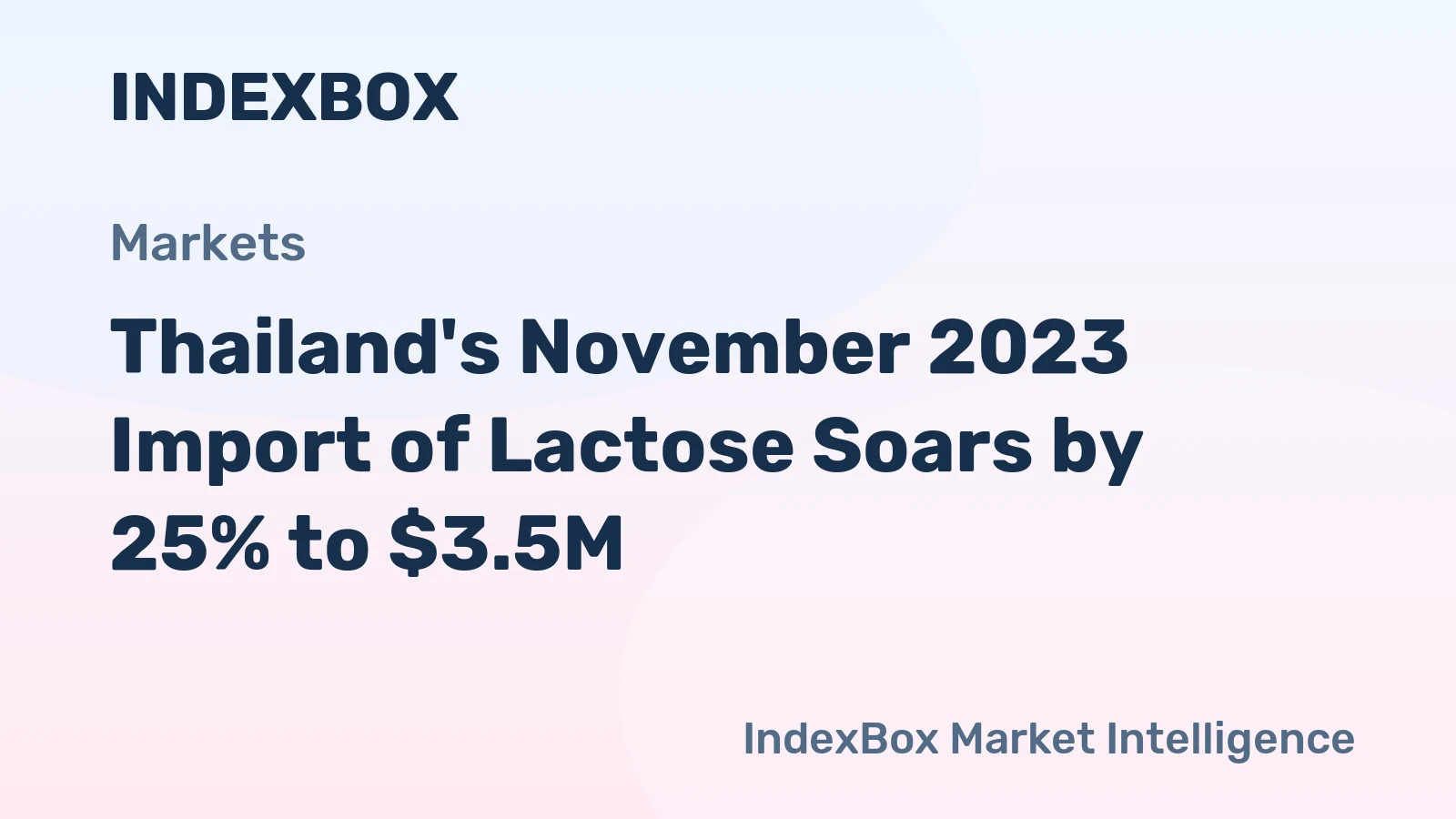 Thailand's November 2023 Import of Lactose Soars by 25% to $3.5M