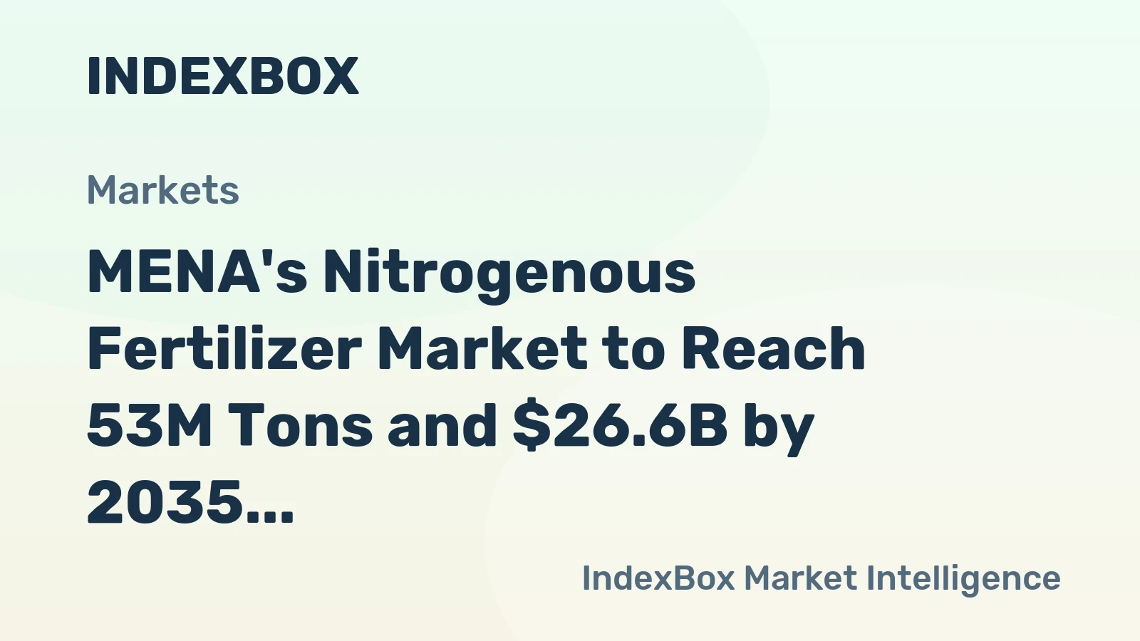 MENA's Nitrogenous Fertilizer Market to Reach 53M Tons and $26.6B by 2035