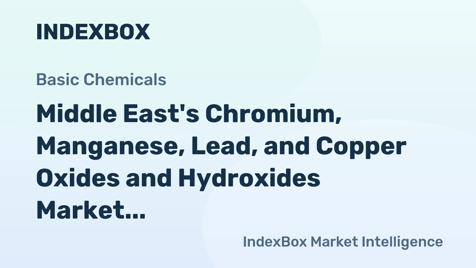 Middle East's Chromium, Manganese, Lead, and Copper Oxides and Hydroxides Market to See Steady Growth with Volume Reaching 121K Tons and Value Hitting $325M by 2035
