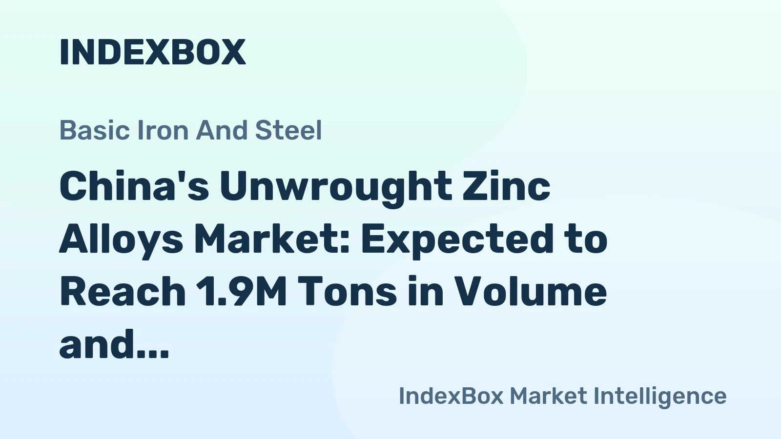 China's Unwrought Zinc Alloys Market: Expected to Reach 1.9M Tons in Volume and $6.8B in Value by 2035