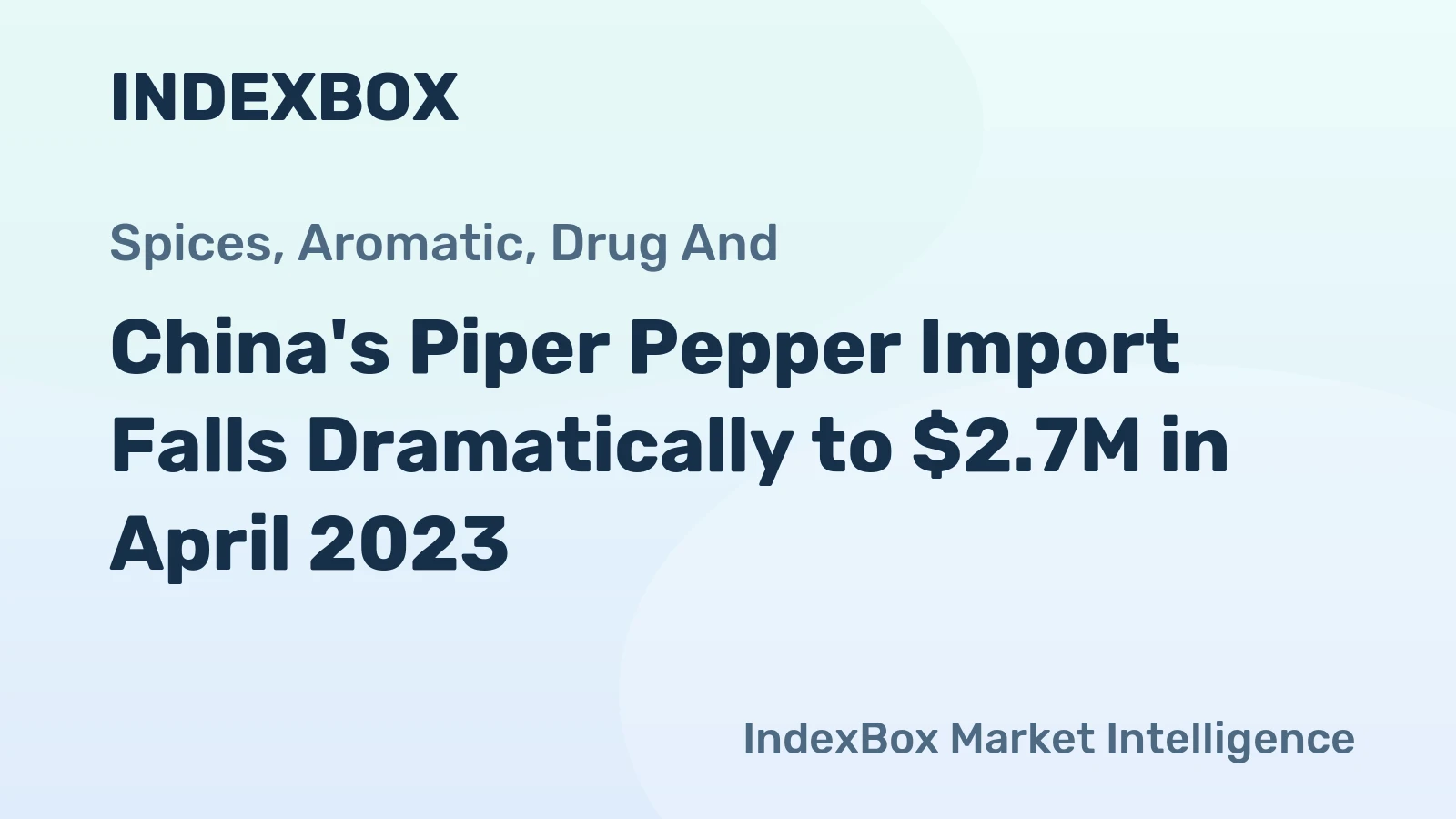 China's Piper Pepper Import Falls Dramatically to $2.7M in April 2023