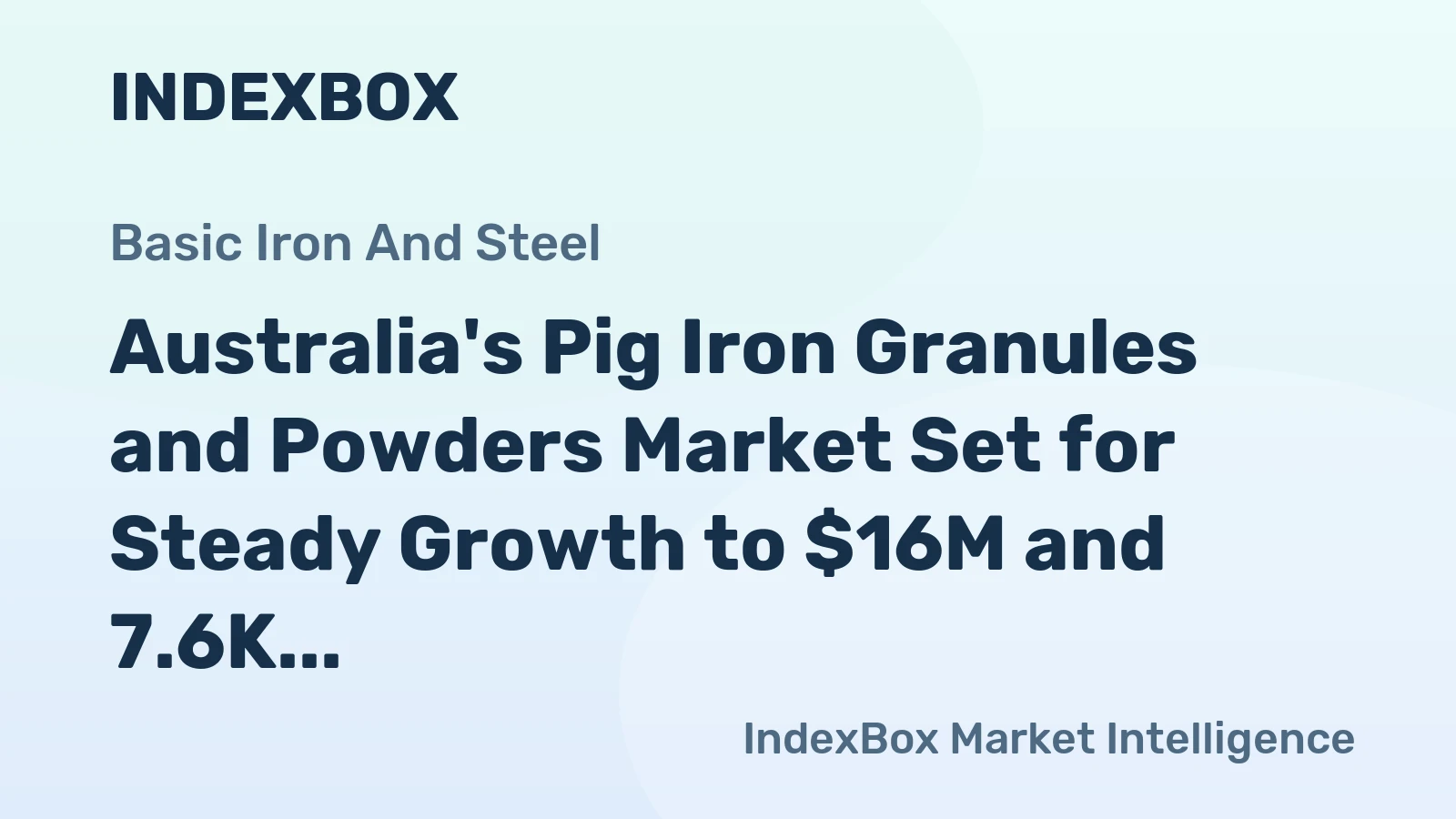 Australia's Pig Iron Granules and Powders Market Set for Steady Growth to $16M and 7.6K Tons by 2035