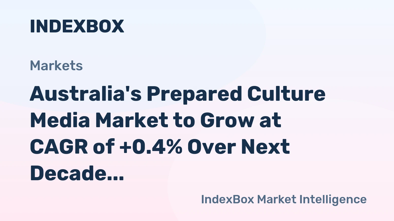 Australia's Prepared Culture Media Market to Grow at CAGR of +0.4% Over Next Decade