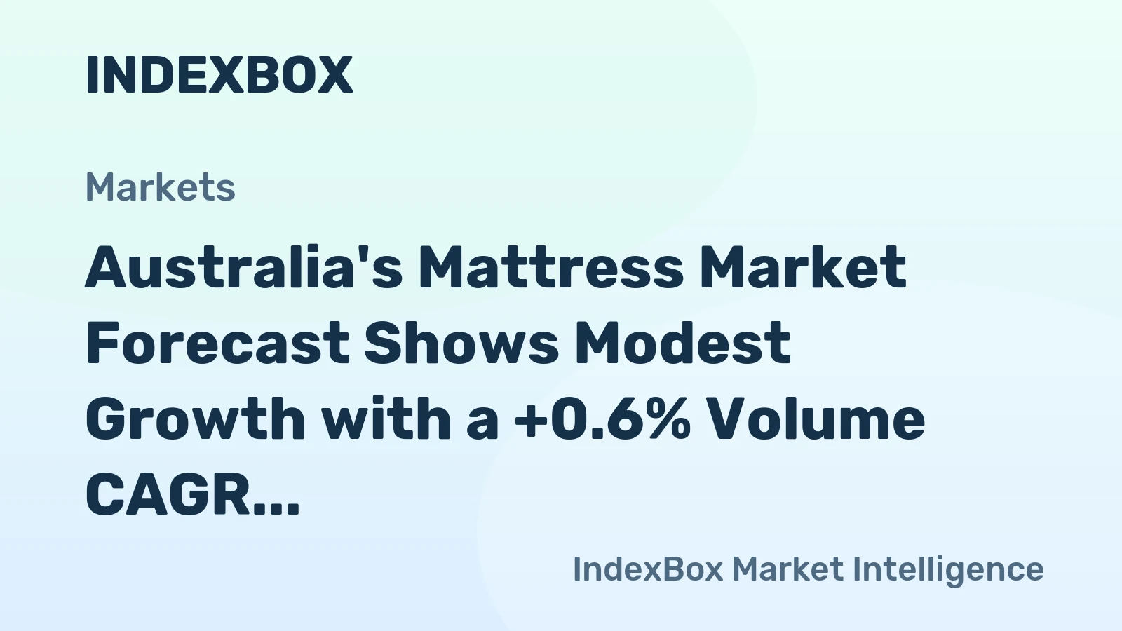 Australia's Mattress Market Forecast Shows Modest Growth with a +0.6% Volume CAGR to 2035