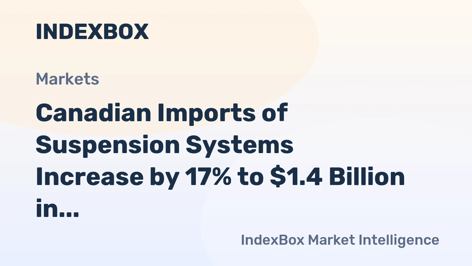 Canadian Imports of Suspension Systems Increase by 17% to $1.4 Billion in 2023