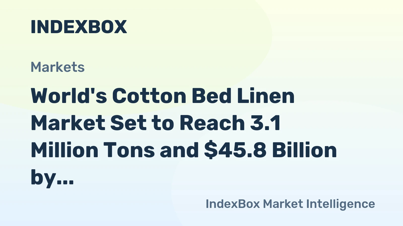 World's Cotton Bed Linen Market Set to Reach 3.1 Million Tons and $45.8 Billion by 2035