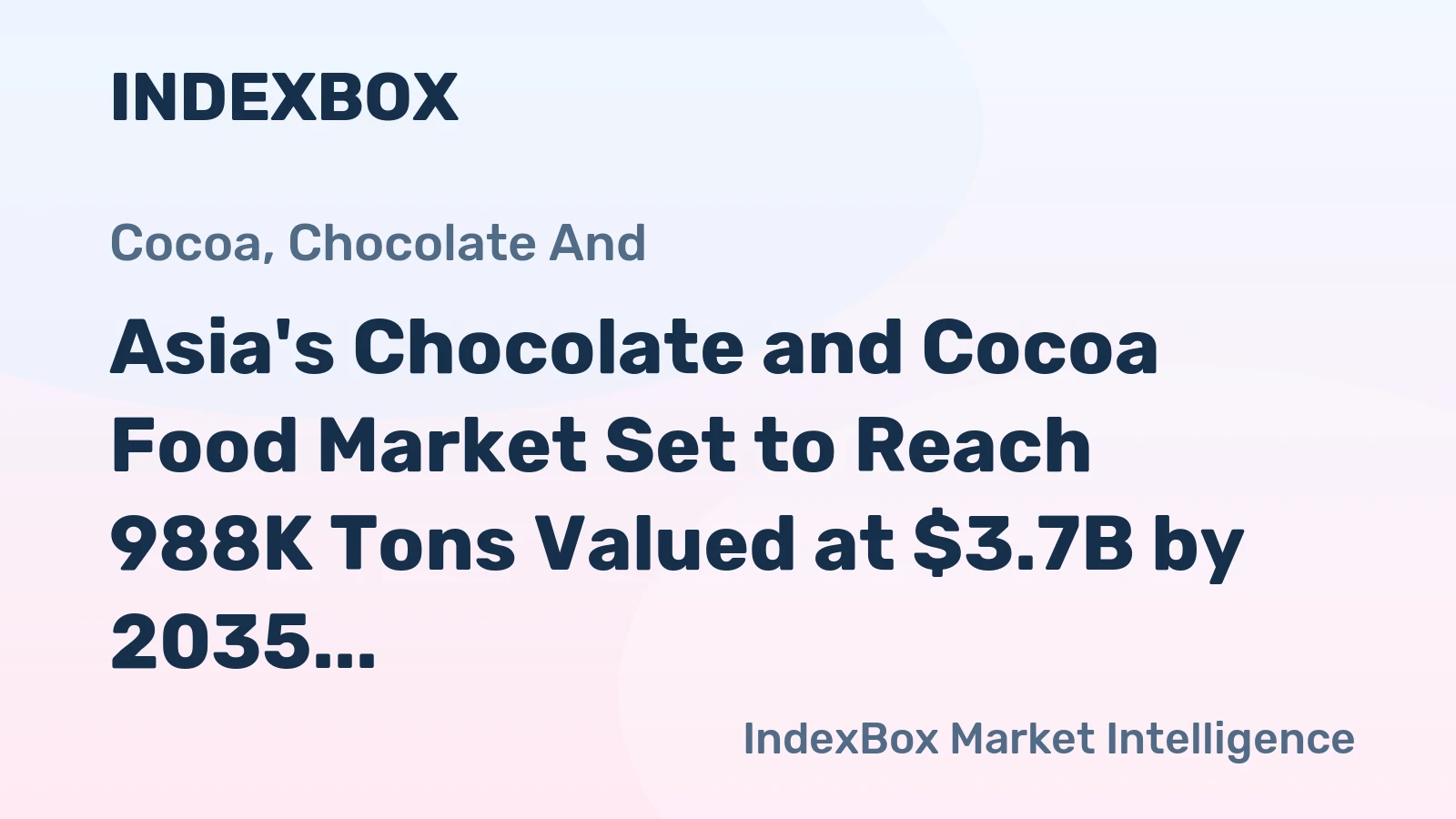 Asia's Chocolate and Cocoa Food Market Set to Reach 988K Tons Valued at $3.7B by 2035