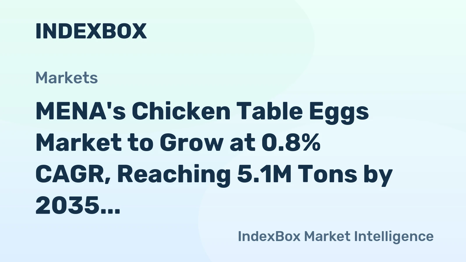 MENA's Chicken Table Eggs Market to Grow at 0.8% CAGR, Reaching 5.1M Tons by 2035