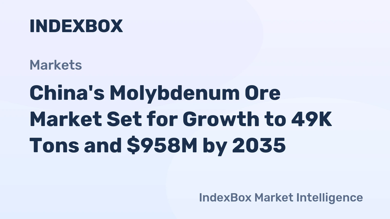 China's Molybdenum Ore Market Set for Growth to 49K Tons and $958M by 2035