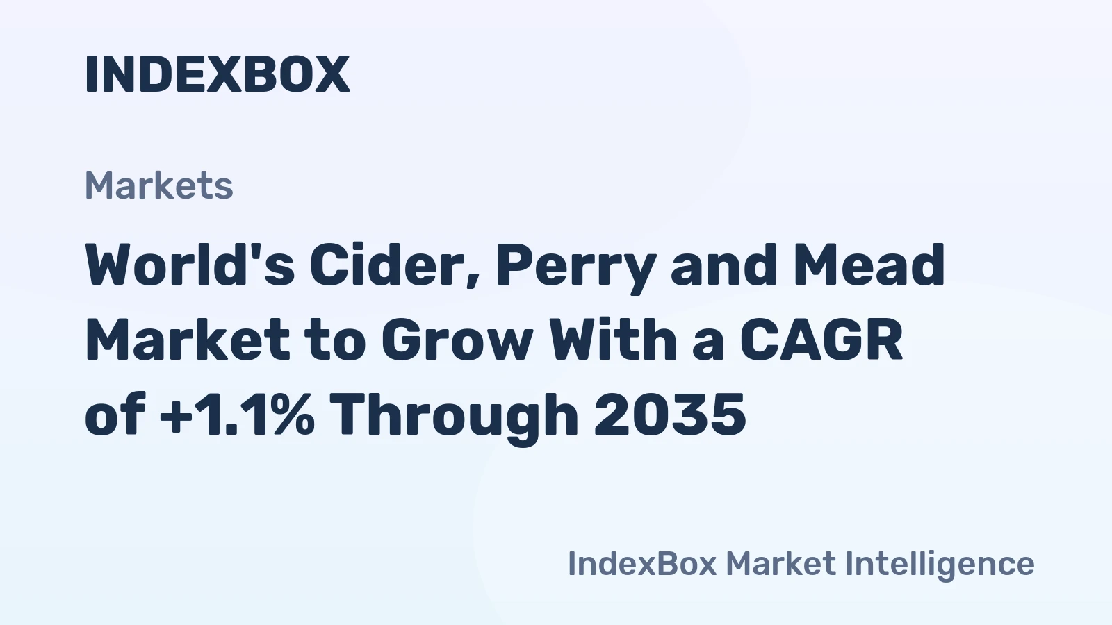 World's Cider, Perry and Mead Market to Grow With a CAGR of +1.1% Through 2035