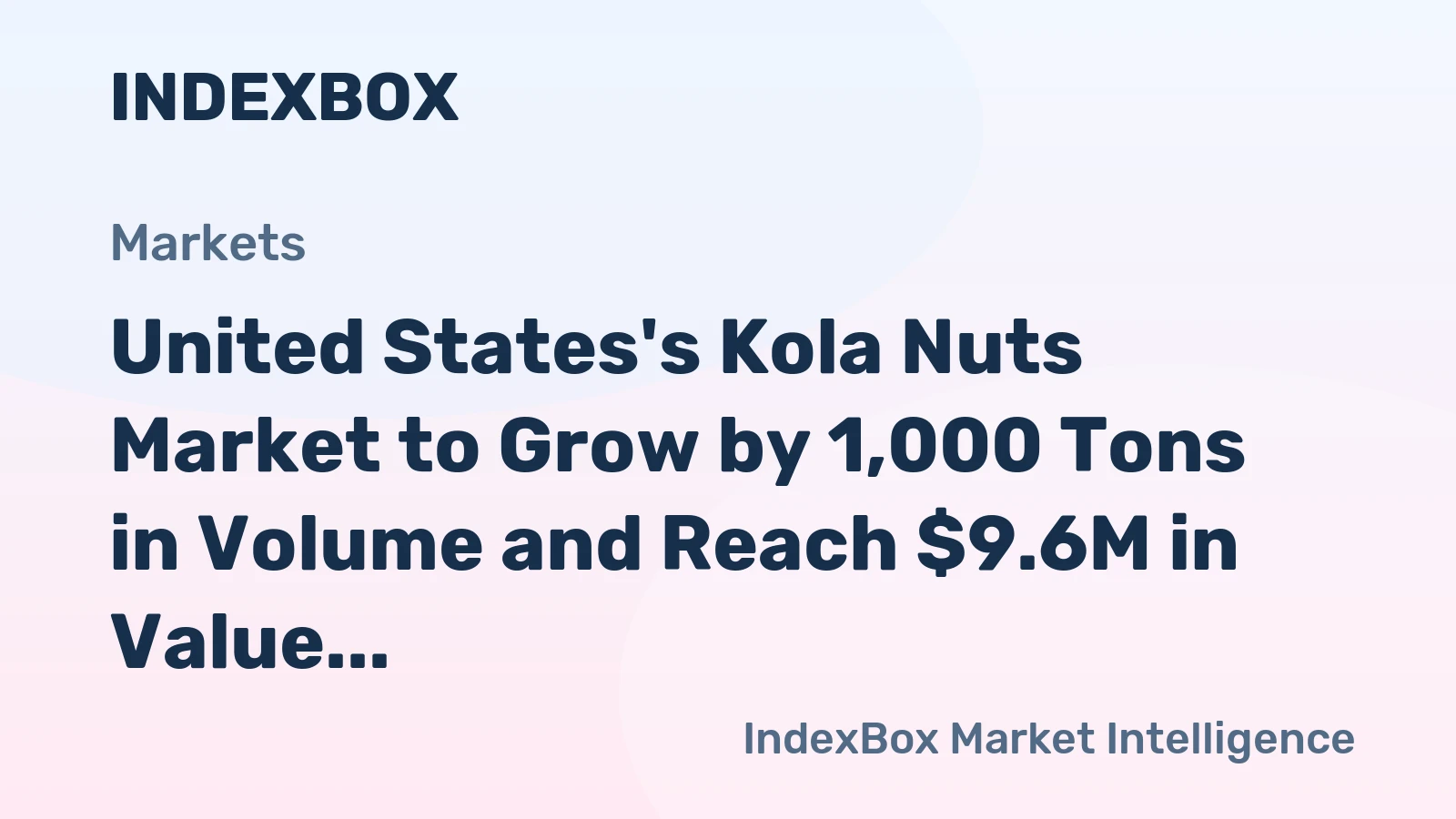 United States's Kola Nuts Market to Grow by 1,000 Tons in Volume and Reach $9.6M in Value by 2035