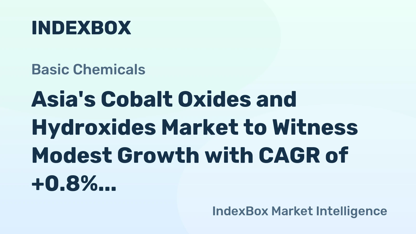Asia's Cobalt Oxides and Hydroxides Market to Witness Modest Growth with CAGR of +0.8% from 2024 to 2035