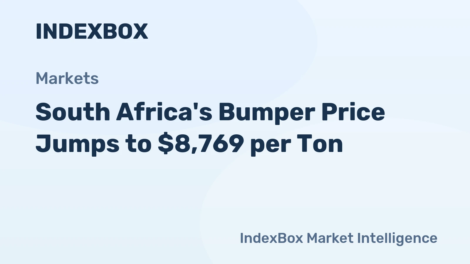 South Africa's Bumper Price Jumps to $8,769 per Ton