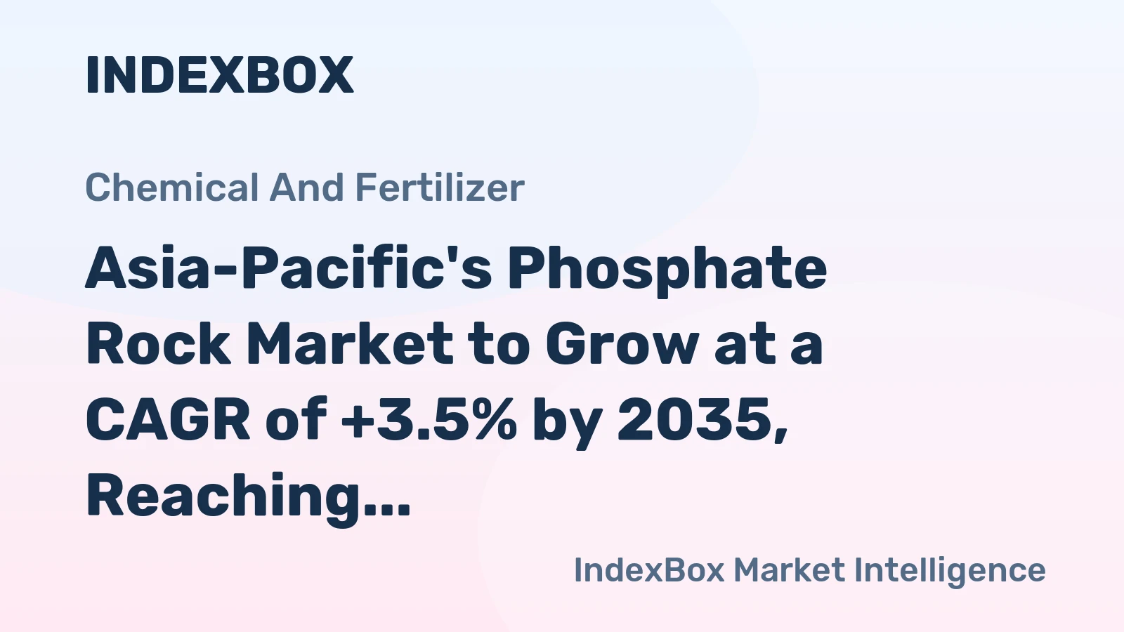 Asia-Pacific's Phosphate Rock Market to Grow at a CAGR of +3.5% by 2035, Reaching $105.1B in Value