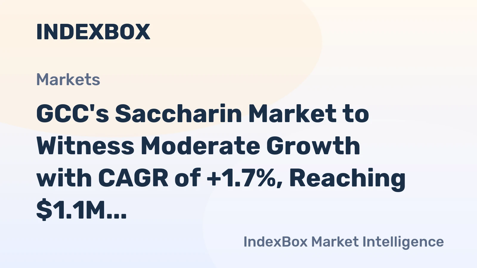 GCC's Saccharin Market to Witness Moderate Growth with CAGR of +1.7%, Reaching $1.1M by 2035