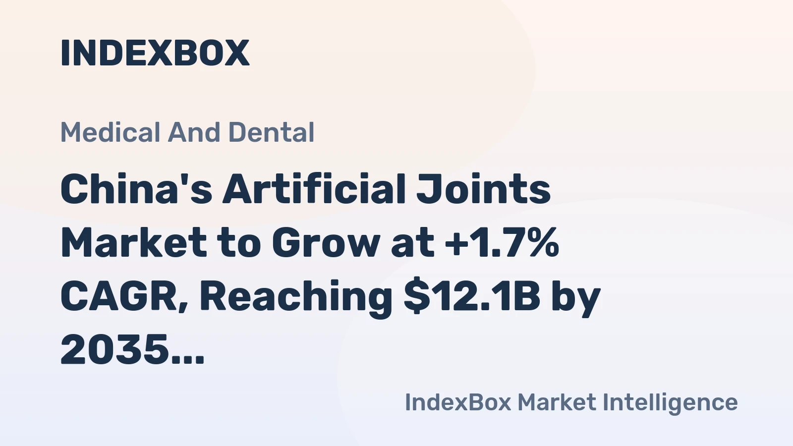 China's Artificial Joints Market to Grow at +1.7% CAGR, Reaching $12.1B by 2035