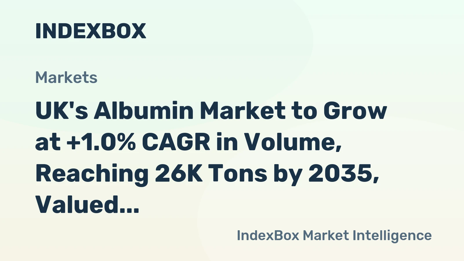 UK's Albumin Market to Grow at +1.0% CAGR in Volume, Reaching 26K Tons by 2035, Valued at $312M