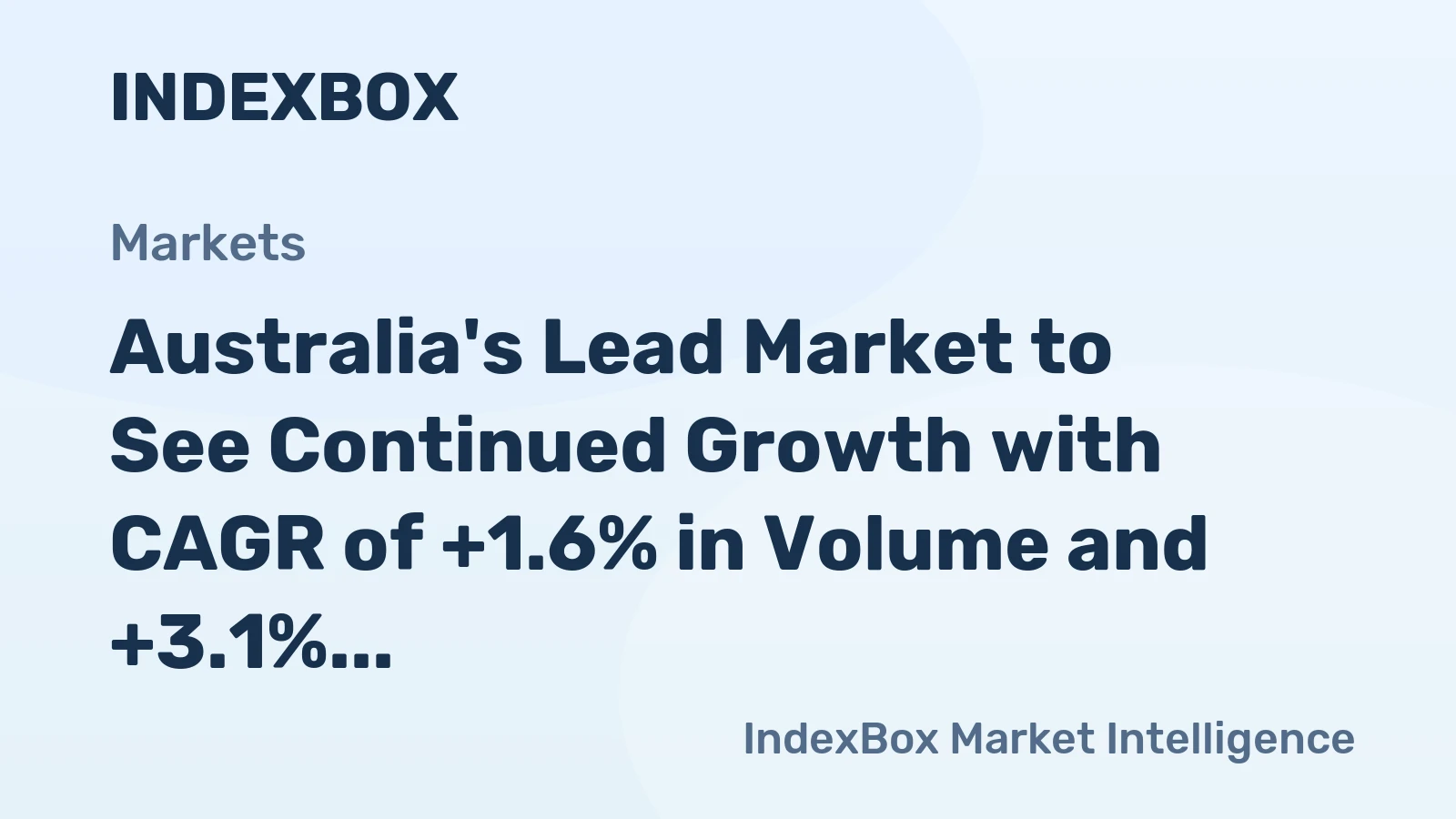 Australia's Lead Market to See Continued Growth with CAGR of +1.6% in Volume and +3.1% in Value by 2035