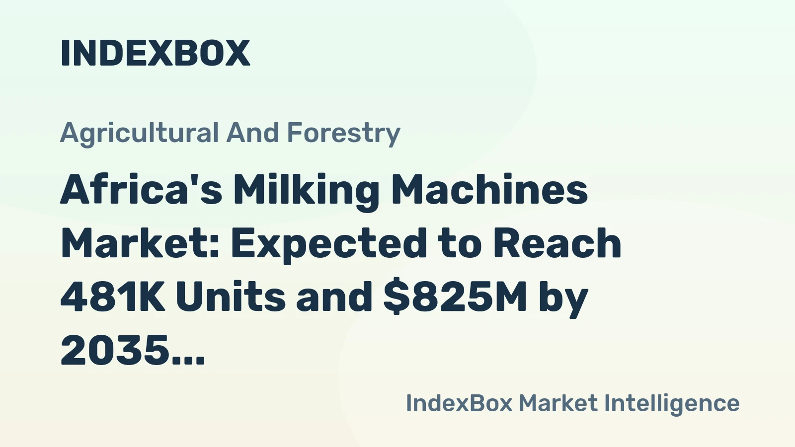 Africa's Milking Machines Market: Expected to Reach 481K Units and $825M by 2035
