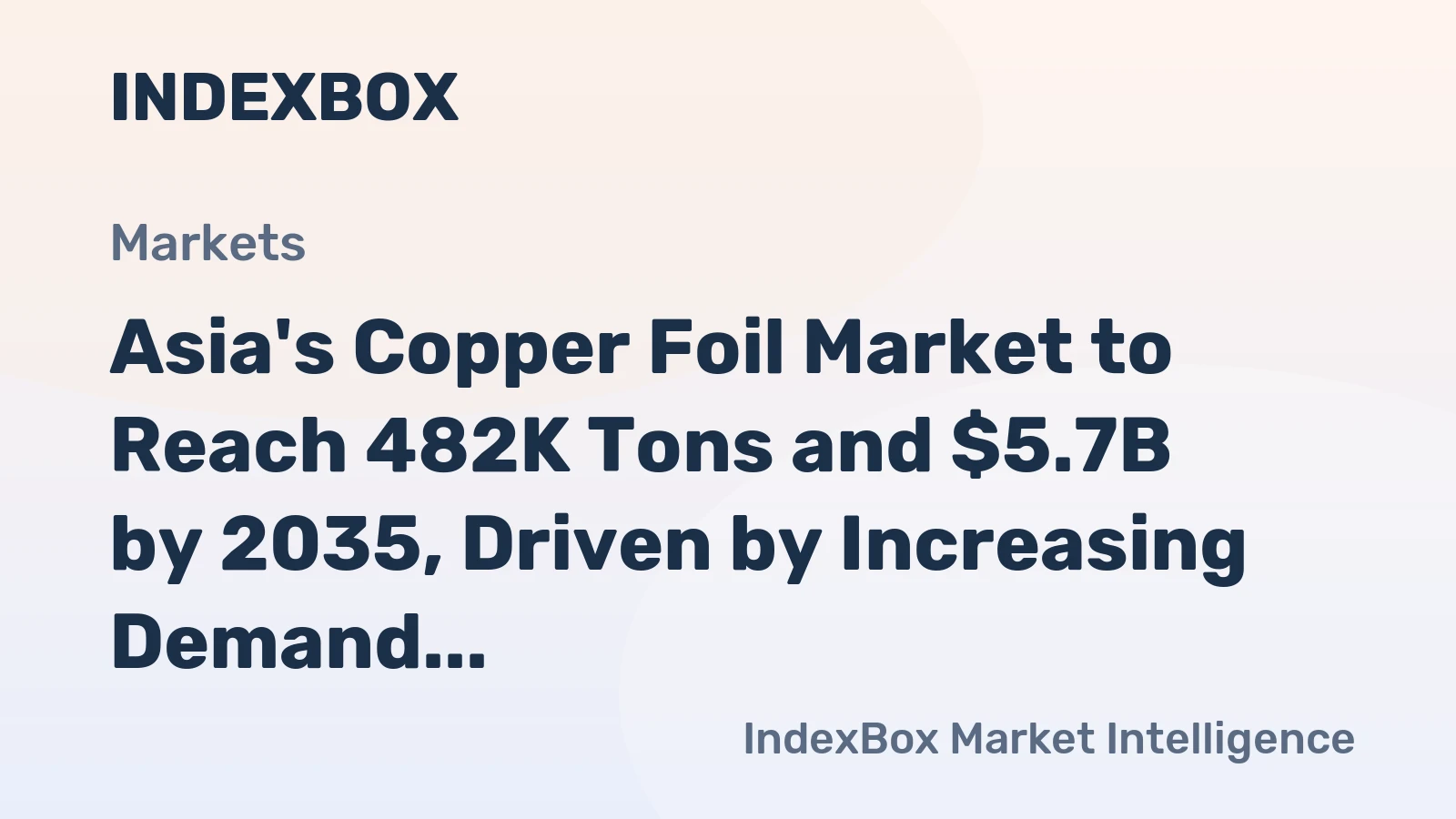 Asia's Copper Foil Market to Reach 482K Tons and $5.7B by 2035, Driven by Increasing Demand