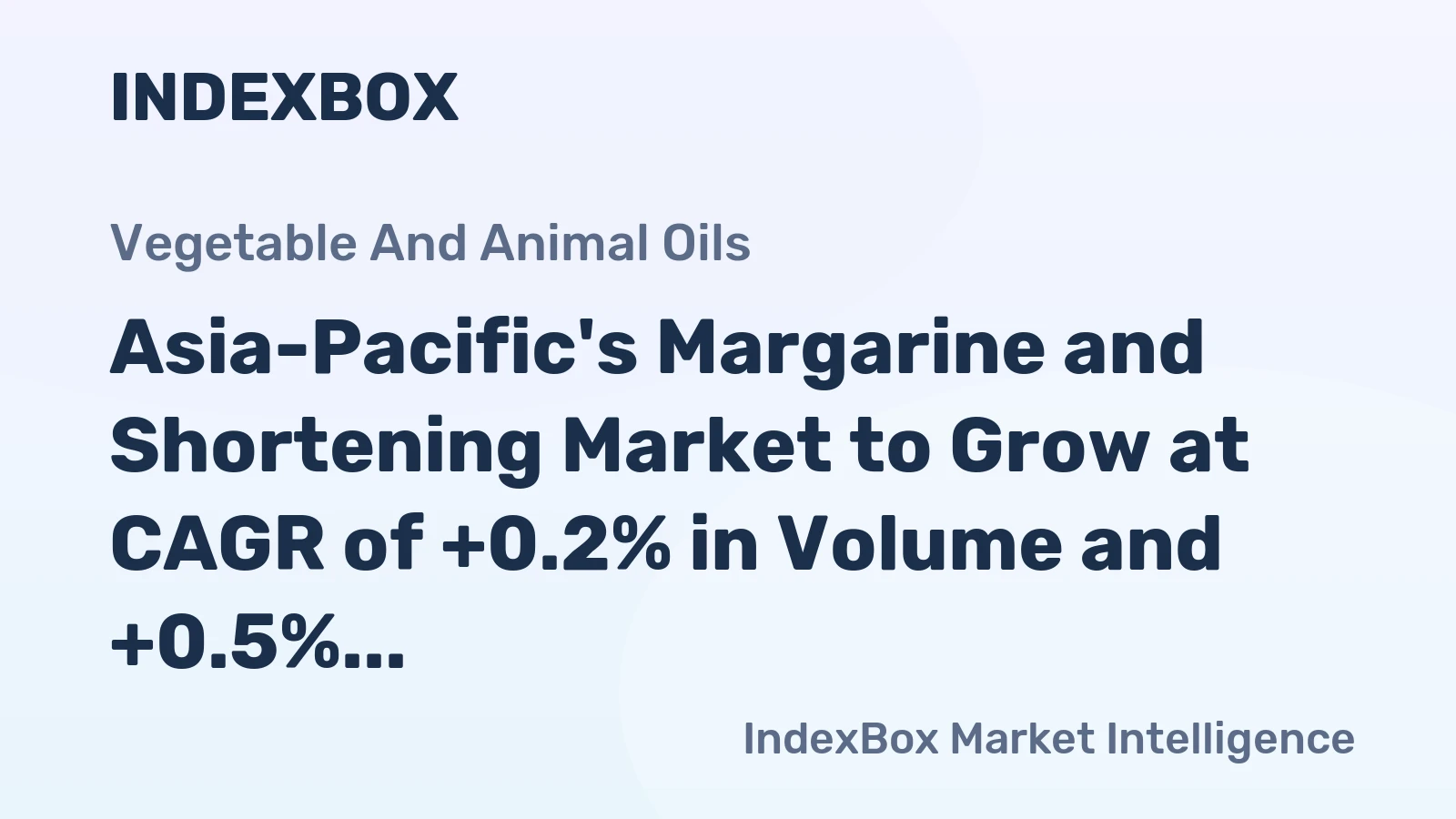 Asia-Pacific's Margarine and Shortening Market to Grow at CAGR of +0.2% in Volume and +0.5% in Value from 2024 to 2035