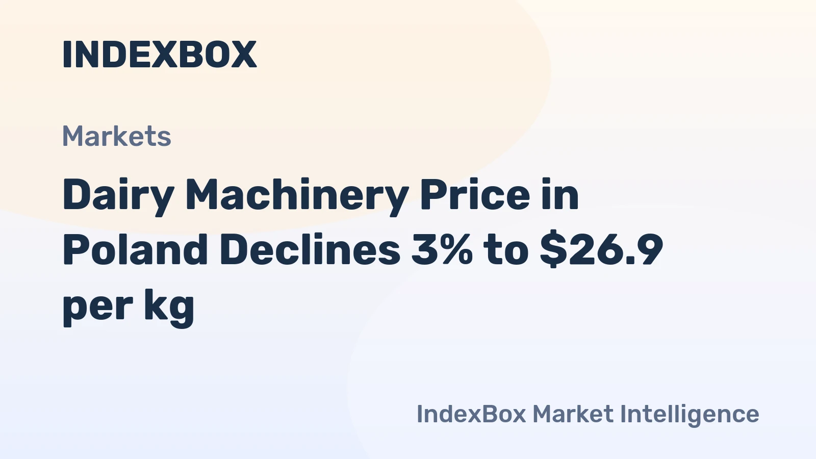 Dairy Machinery Price in Poland Declines 3% to $26.9 per kg