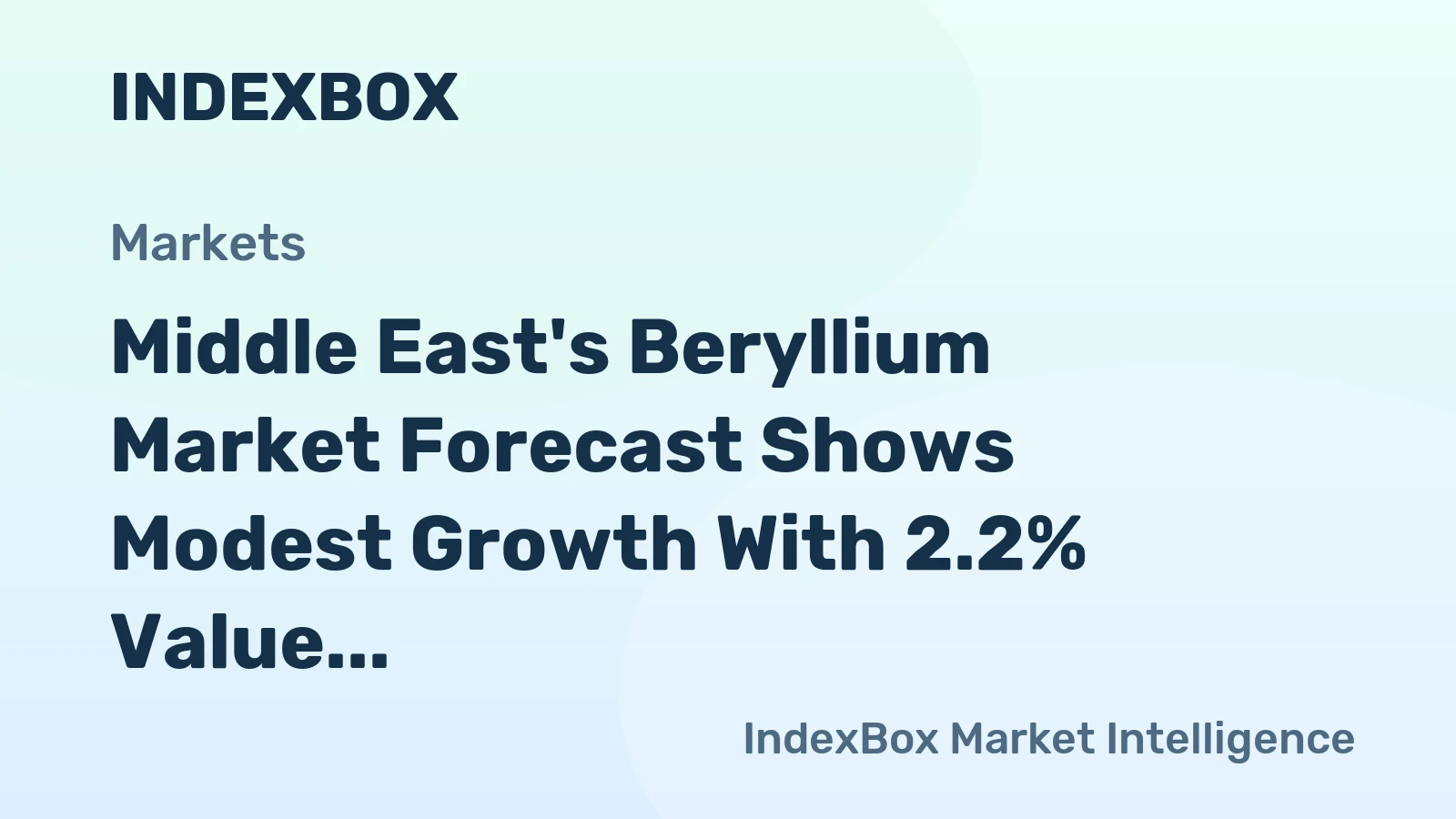 Middle East's Beryllium Market Forecast Shows Modest Growth With 2.2% Value CAGR