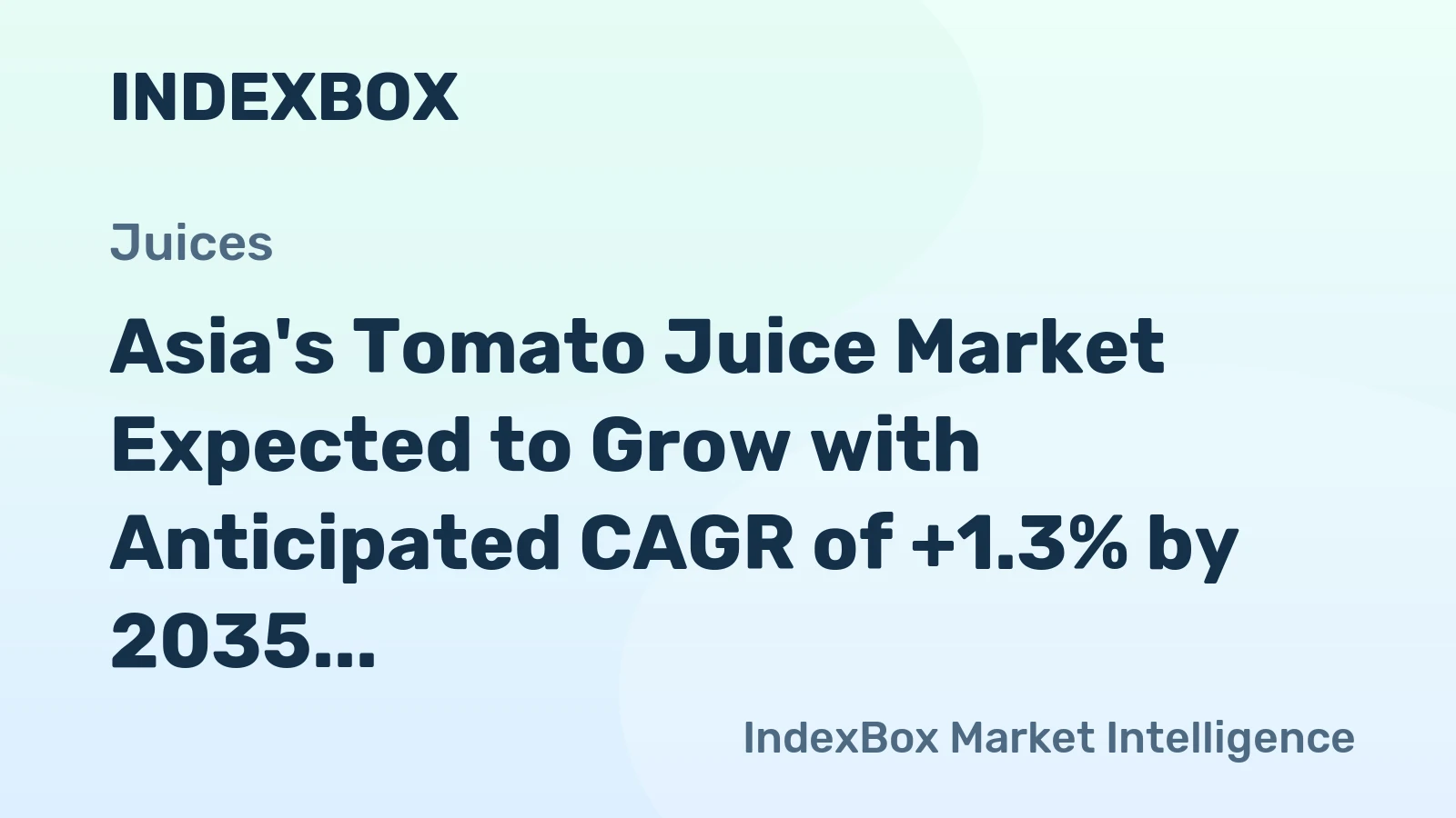 Asia's Tomato Juice Market Expected to Grow with Anticipated CAGR of +1.3% by 2035