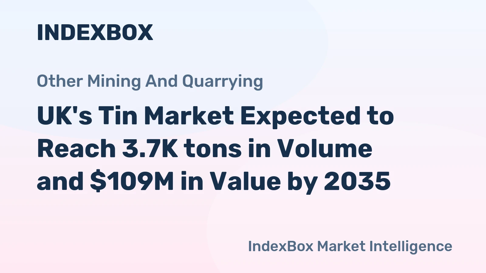 UK's Tin Market Expected to Reach 3.7K tons in Volume and $109M in Value by 2035