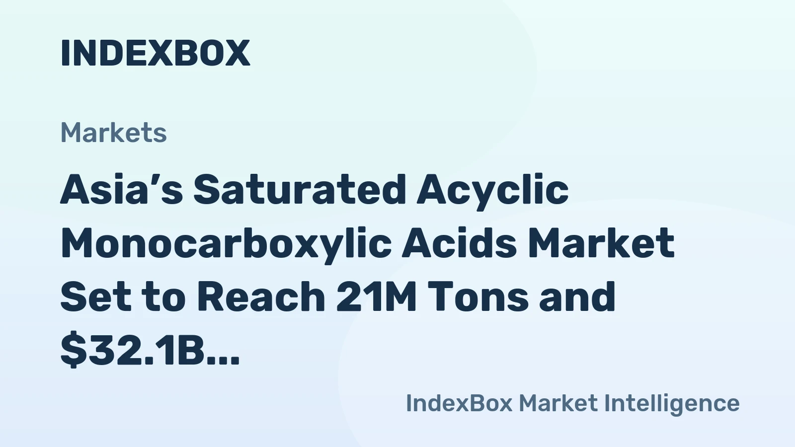 Asia’s Saturated Acyclic Monocarboxylic Acids Market Set to Reach 21M Tons and $32.1B by 2035