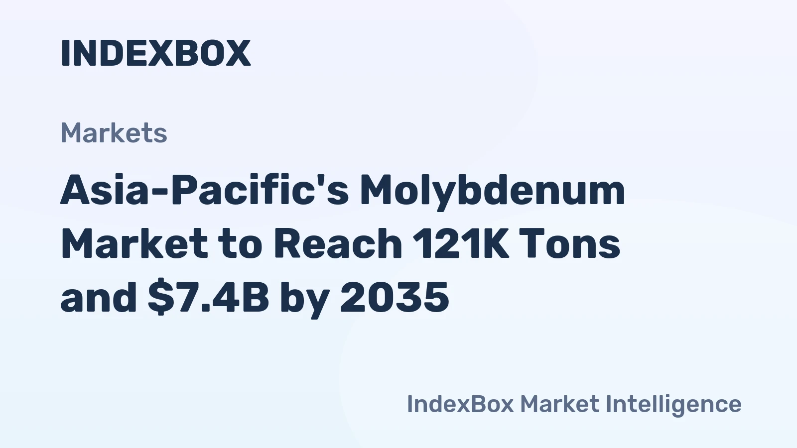 Asia-Pacific's Molybdenum Market to Reach 121K Tons and $7.4B by 2035