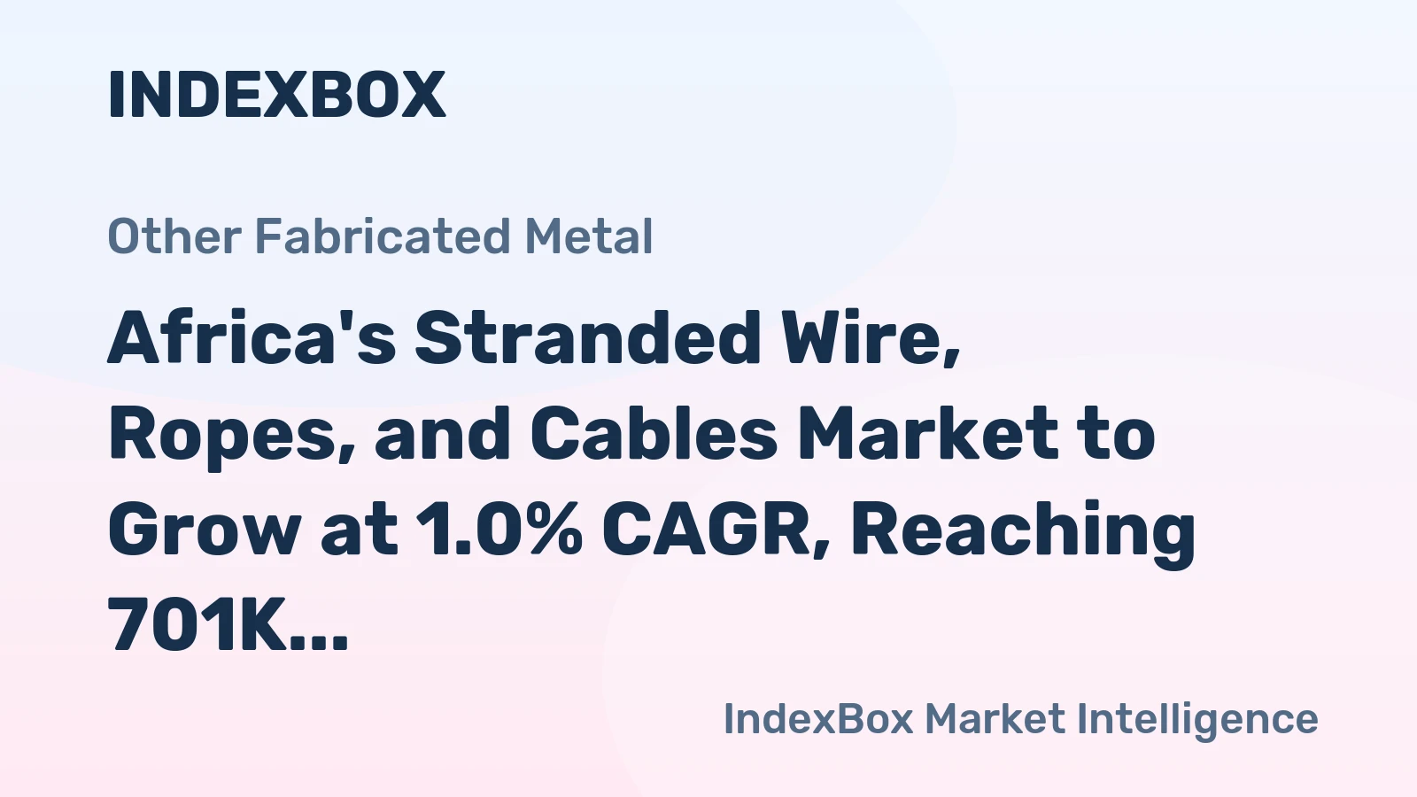 Africa's Stranded Wire, Ropes, and Cables Market to Grow at 1.0% CAGR, Reaching 701K Tons by 2035