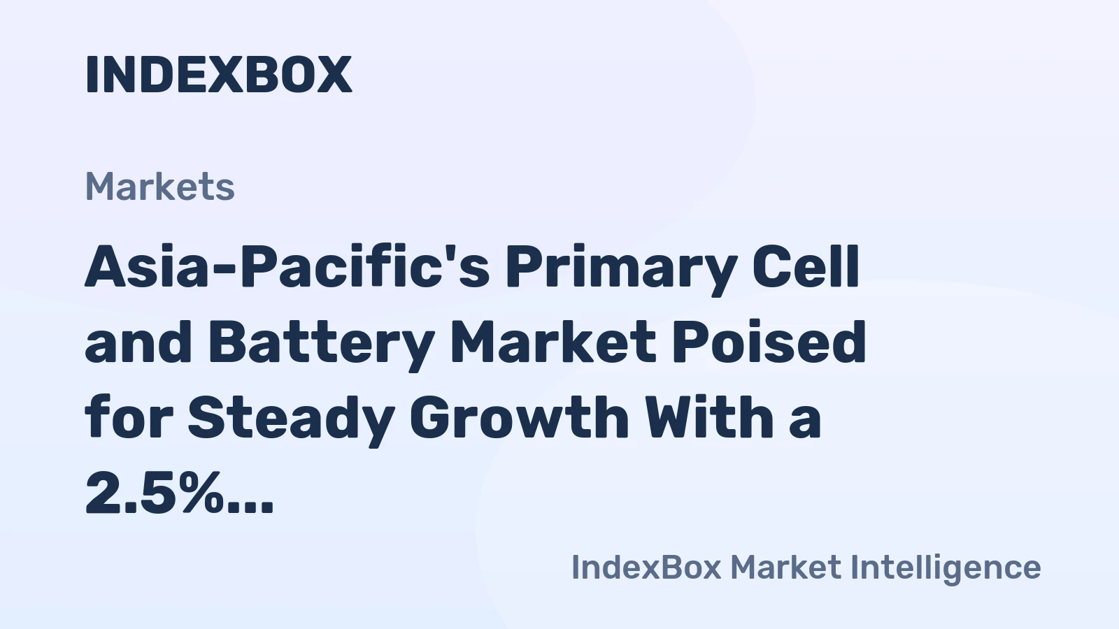 Asia-Pacific's Primary Cell and Battery Market Poised for Steady Growth With a 2.5% CAGR in Value Through 2035