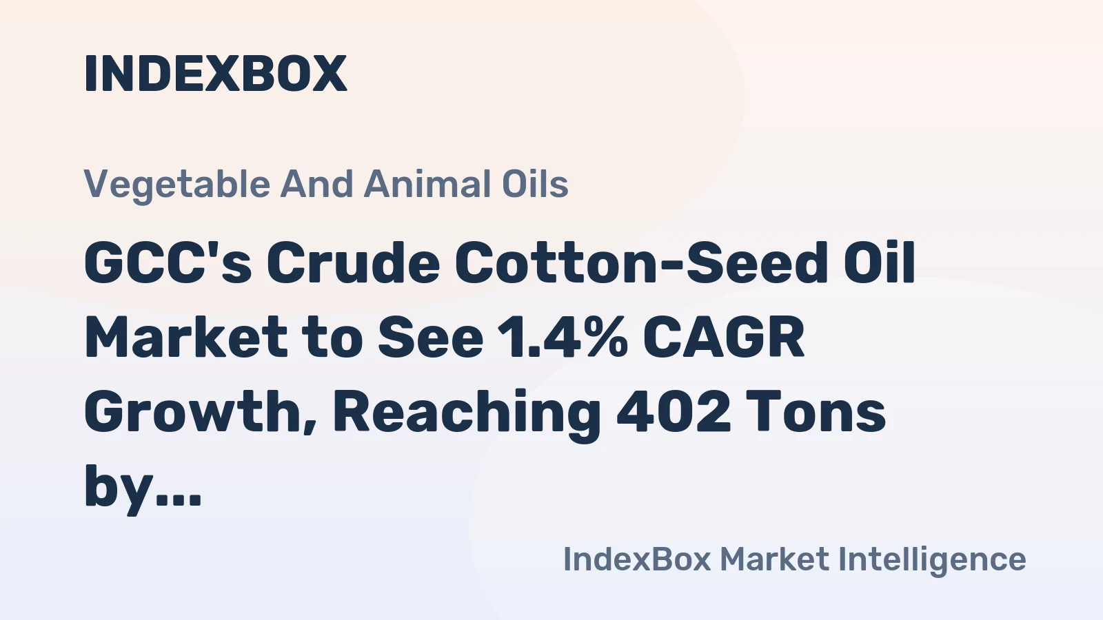 GCC's Crude Cotton-Seed Oil Market to See 1.4% CAGR Growth, Reaching 402 Tons by 2035