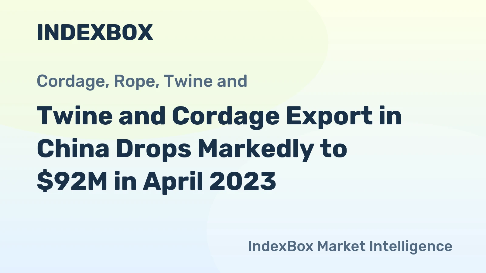 Twine and Cordage Export in China Drops Markedly to $92M in April 2023