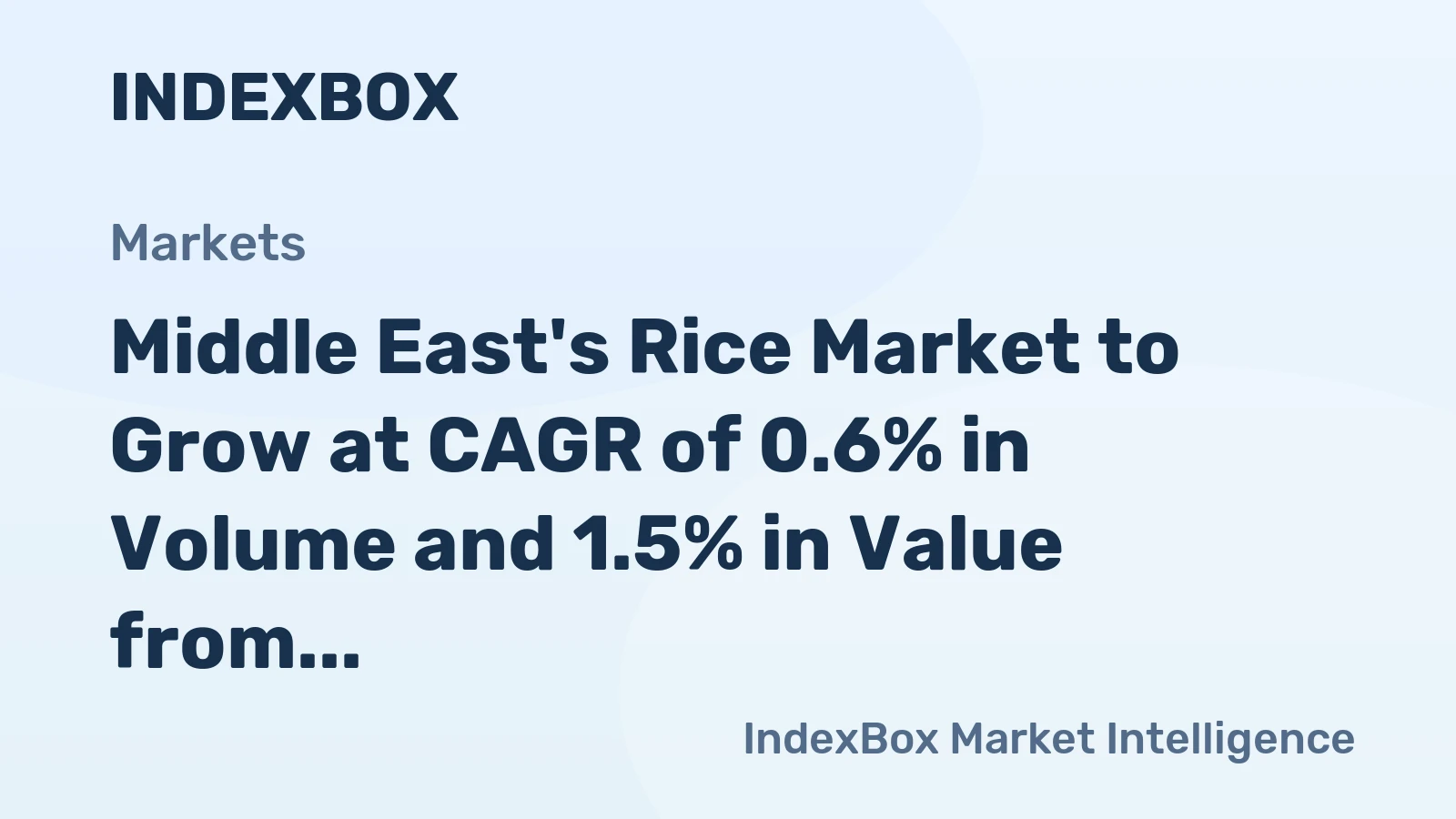 Middle East's Rice Market to Grow at CAGR of 0.6% in Volume and 1.5% in Value from 2024 to 2035