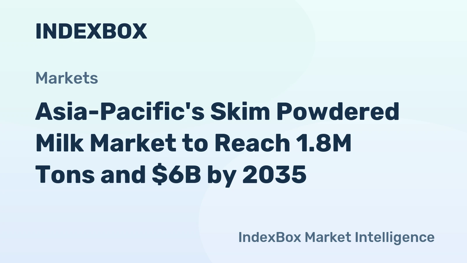 Asia-Pacific's Skim Powdered Milk Market to Reach 1.8M Tons and $6B by 2035
