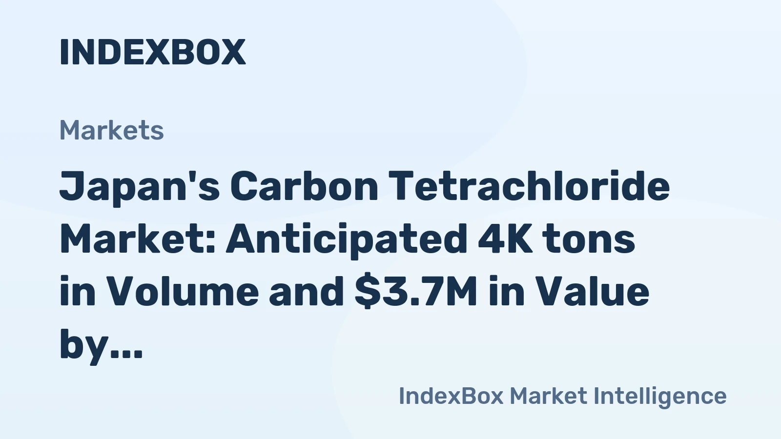 Japan's Carbon Tetrachloride Market: Anticipated 4K tons in Volume and $3.7M in Value by 2035
