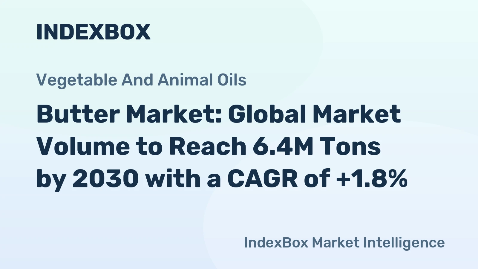 Butter Market: Global Market Volume to Reach 6.4M Tons by 2030 with a CAGR of +1.8%