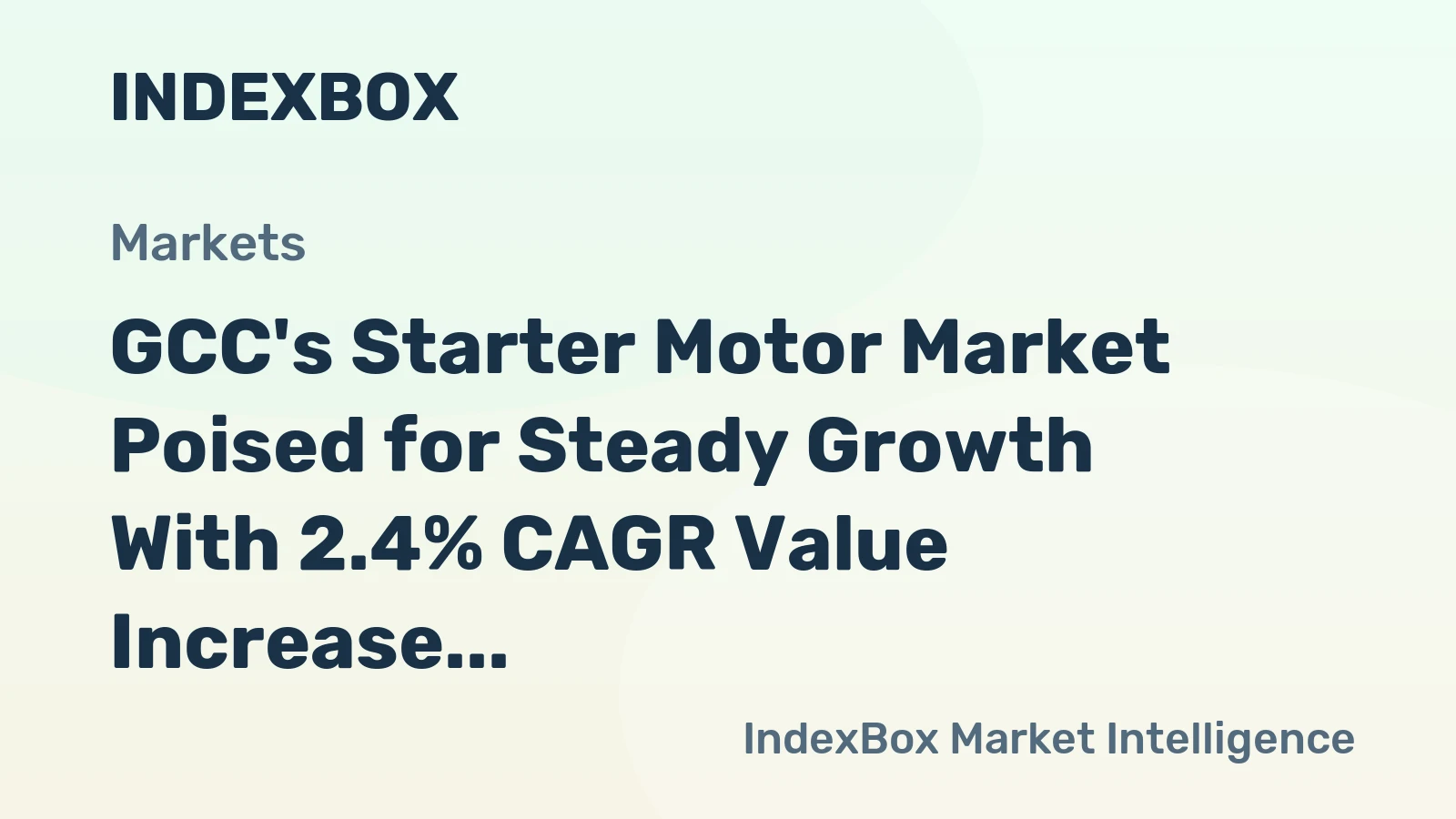 GCC's Starter Motor Market Poised for Steady Growth With 2.4% CAGR Value Increase