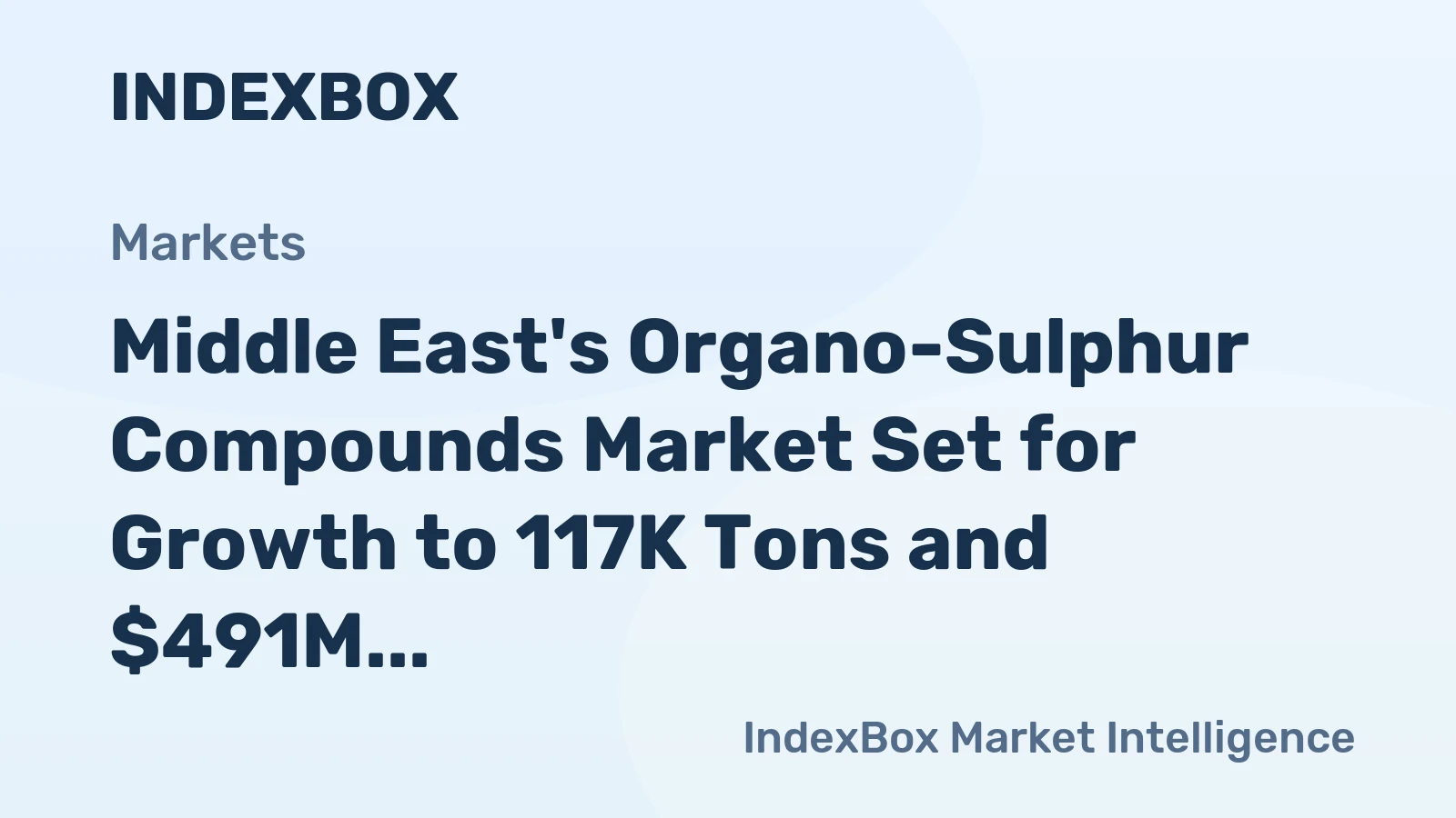 Middle East's Organo-Sulphur Compounds Market Set for Growth to 117K Tons and $491M by 2035