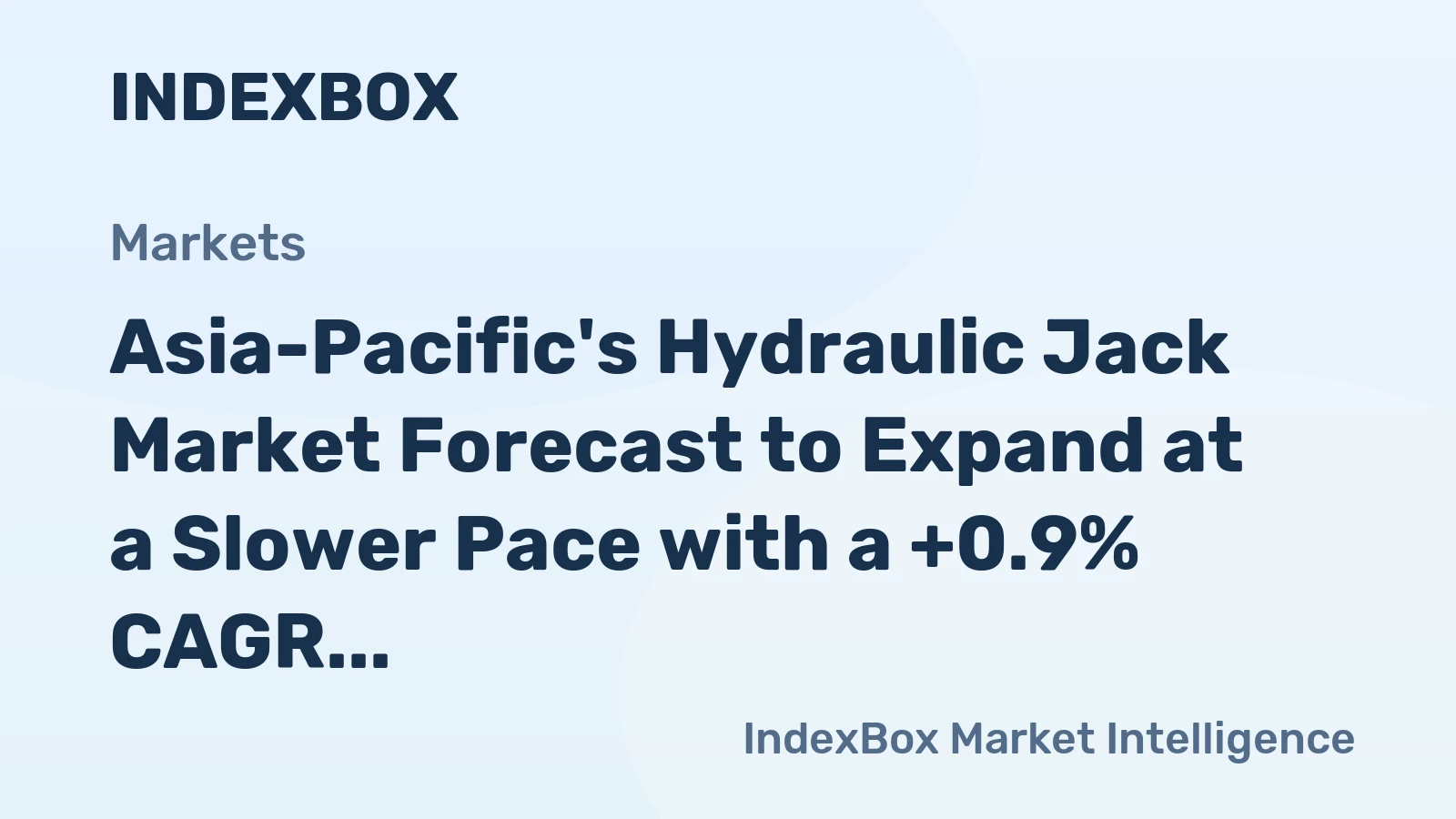 Asia-Pacific's Hydraulic Jack Market Forecast to Expand at a Slower Pace with a +0.9% CAGR