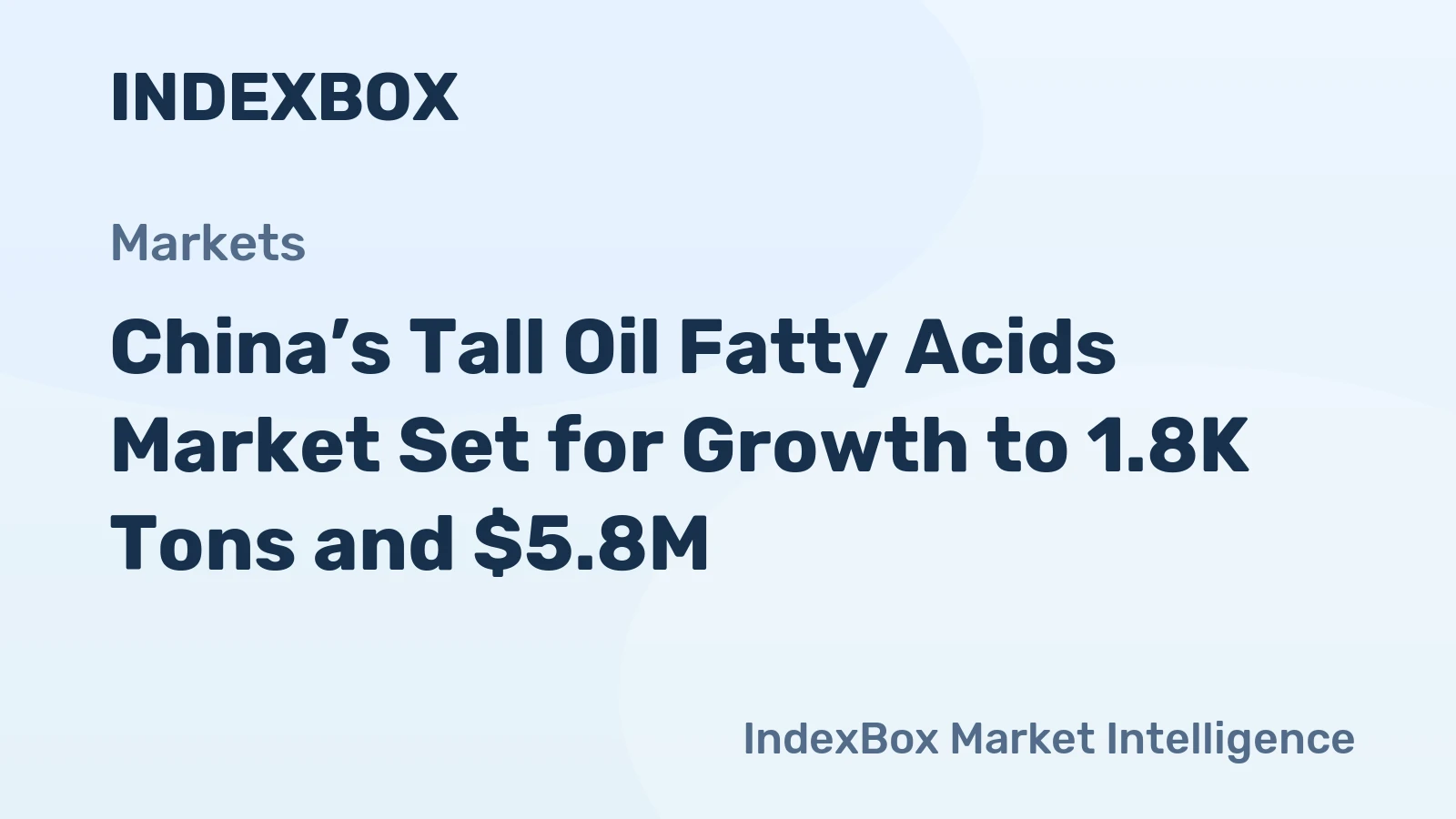 China’s Tall Oil Fatty Acids Market Set for Growth to 1.8K Tons and $5.8M