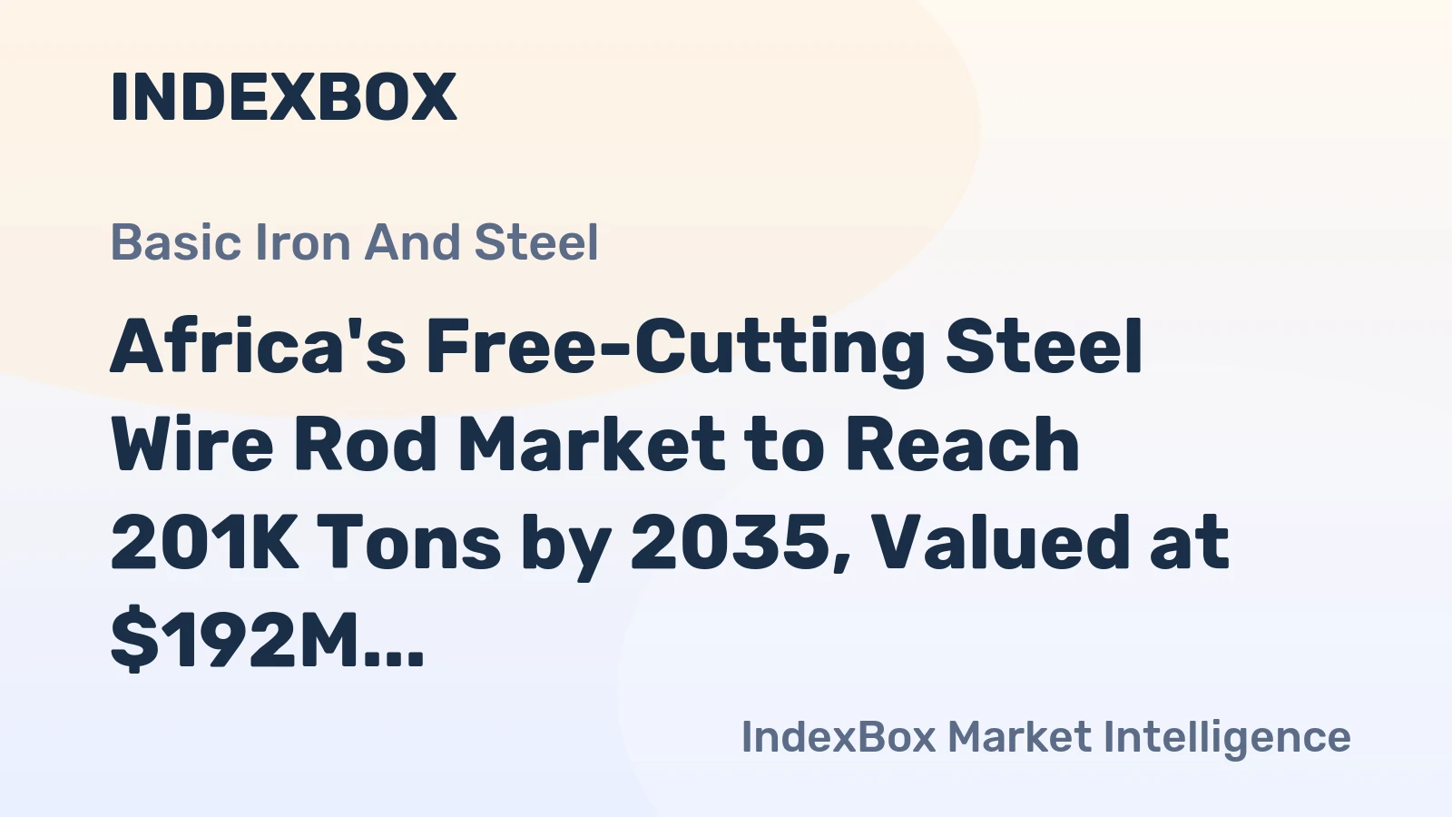 Africa's Free-Cutting Steel Wire Rod Market to Reach 201K Tons by 2035, Valued at $192M