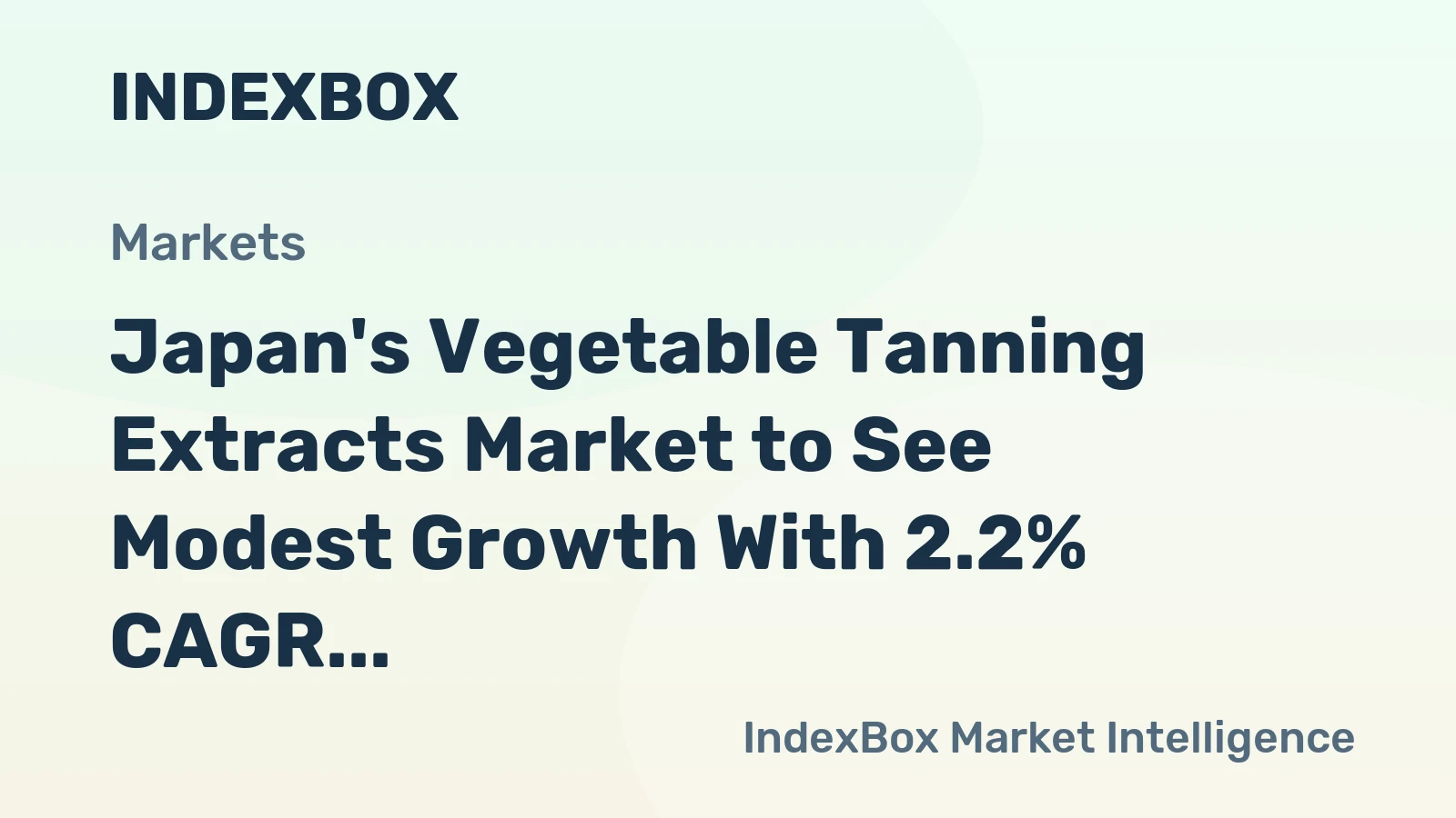 Japan's Vegetable Tanning Extracts Market to See Modest Growth With 2.2% CAGR in Value Terms