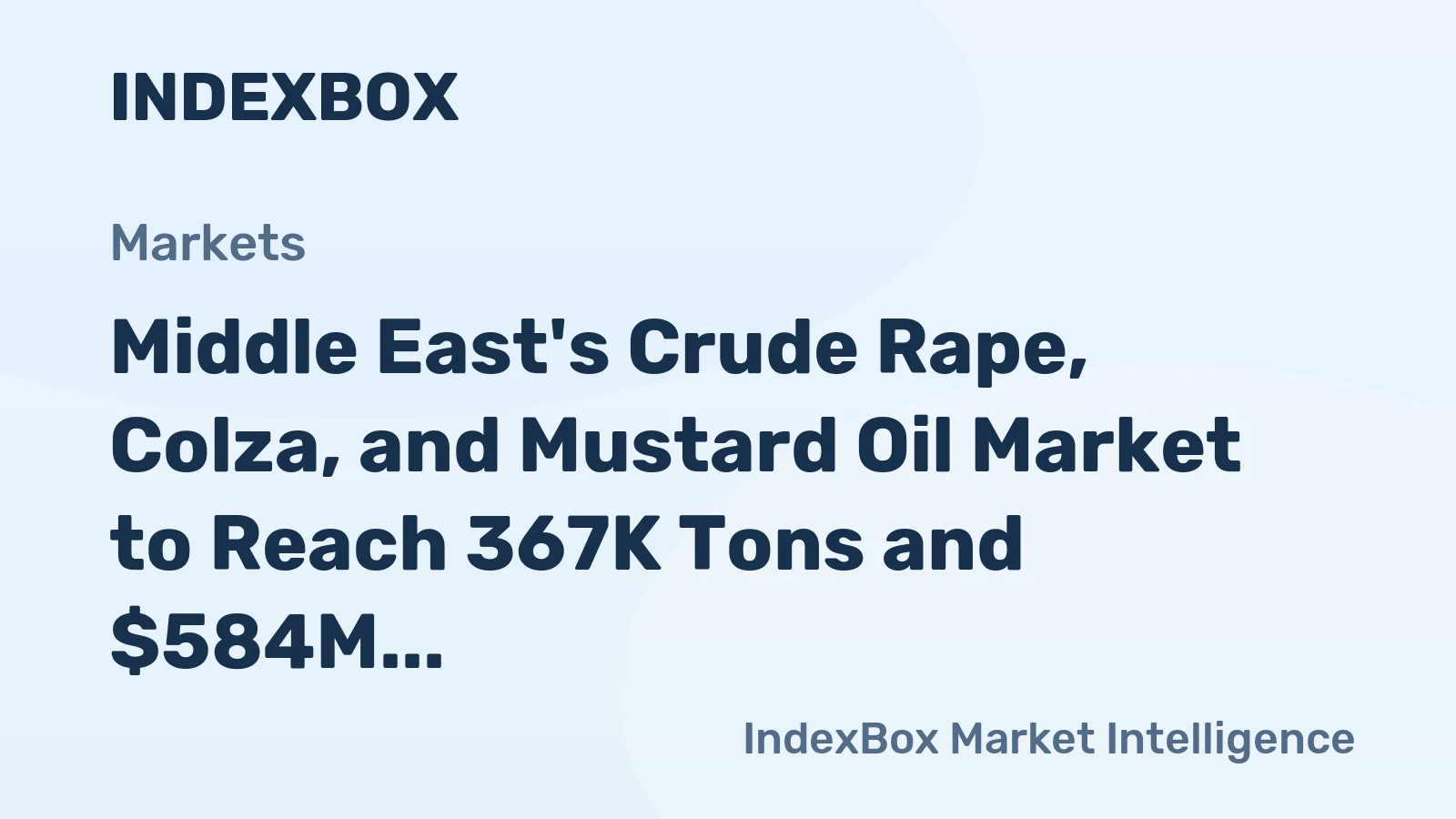 Middle East's Crude Rape, Colza, and Mustard Oil Market to Reach 367K Tons and $584M by 2035