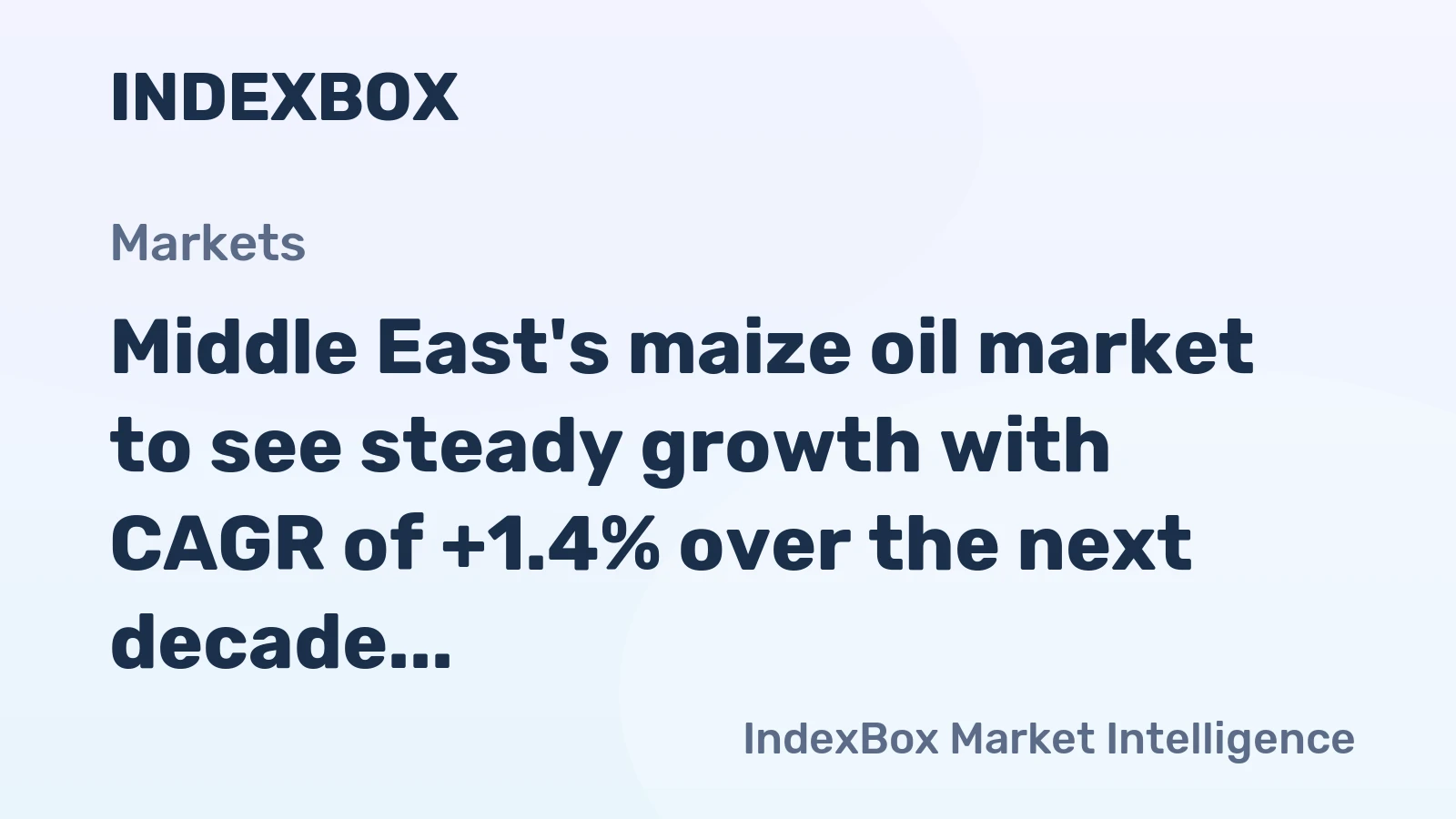 Middle East's maize oil market to see steady growth with CAGR of +1.4% over the next decade