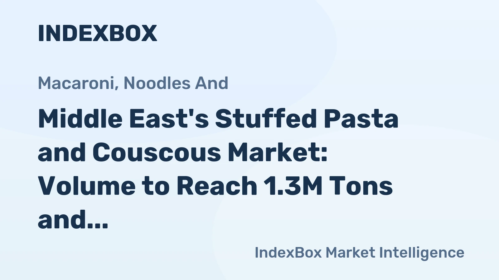 Middle East's Stuffed Pasta and Couscous Market: Volume to Reach 1.3M Tons and Value $1.6B by 2035