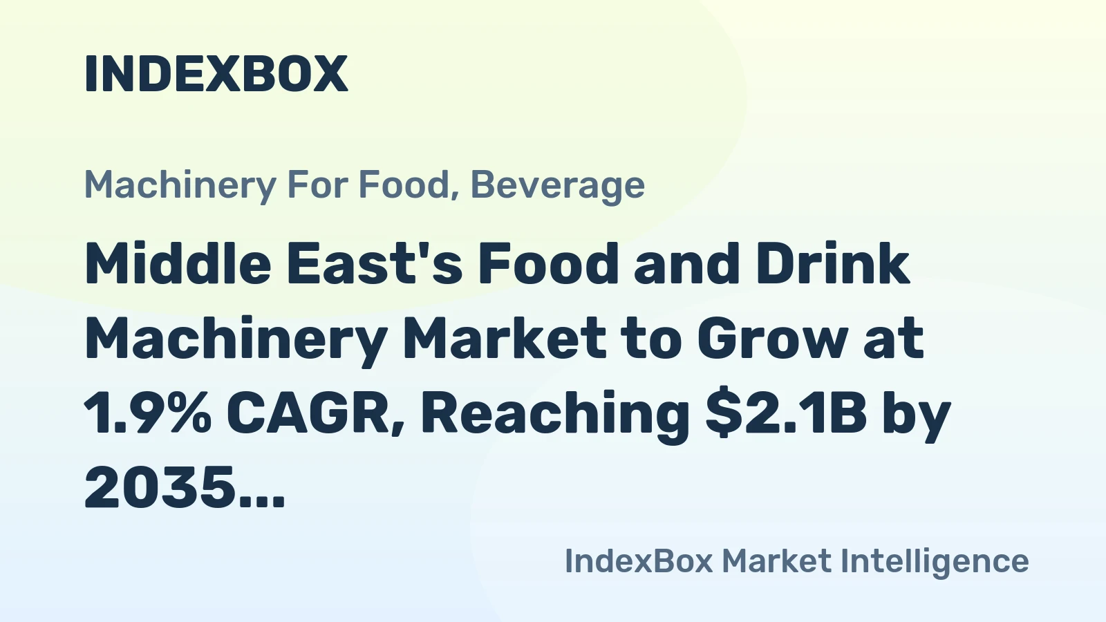 Middle East's Food and Drink Machinery Market to Grow at 1.9% CAGR, Reaching $2.1B by 2035